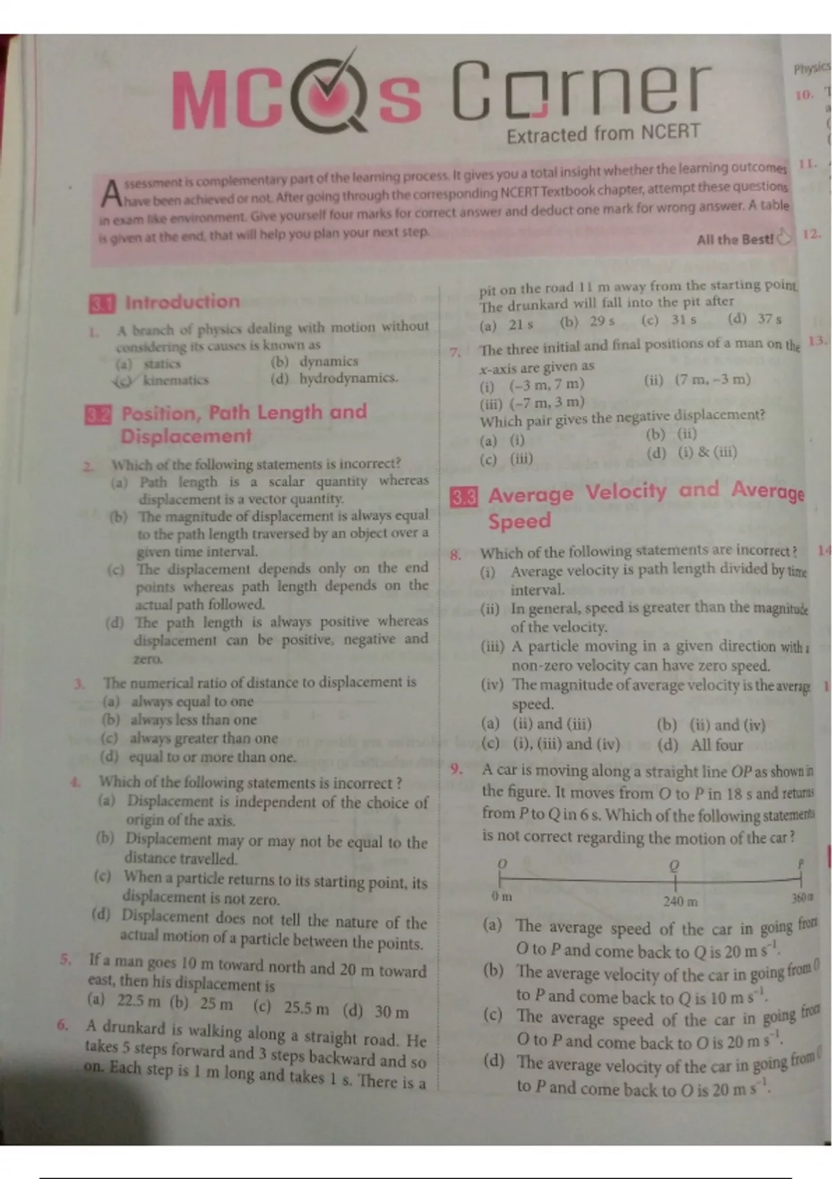Motion in Straight Lines Physics MCQS for NEET 2025 - NEET - Stuvia US