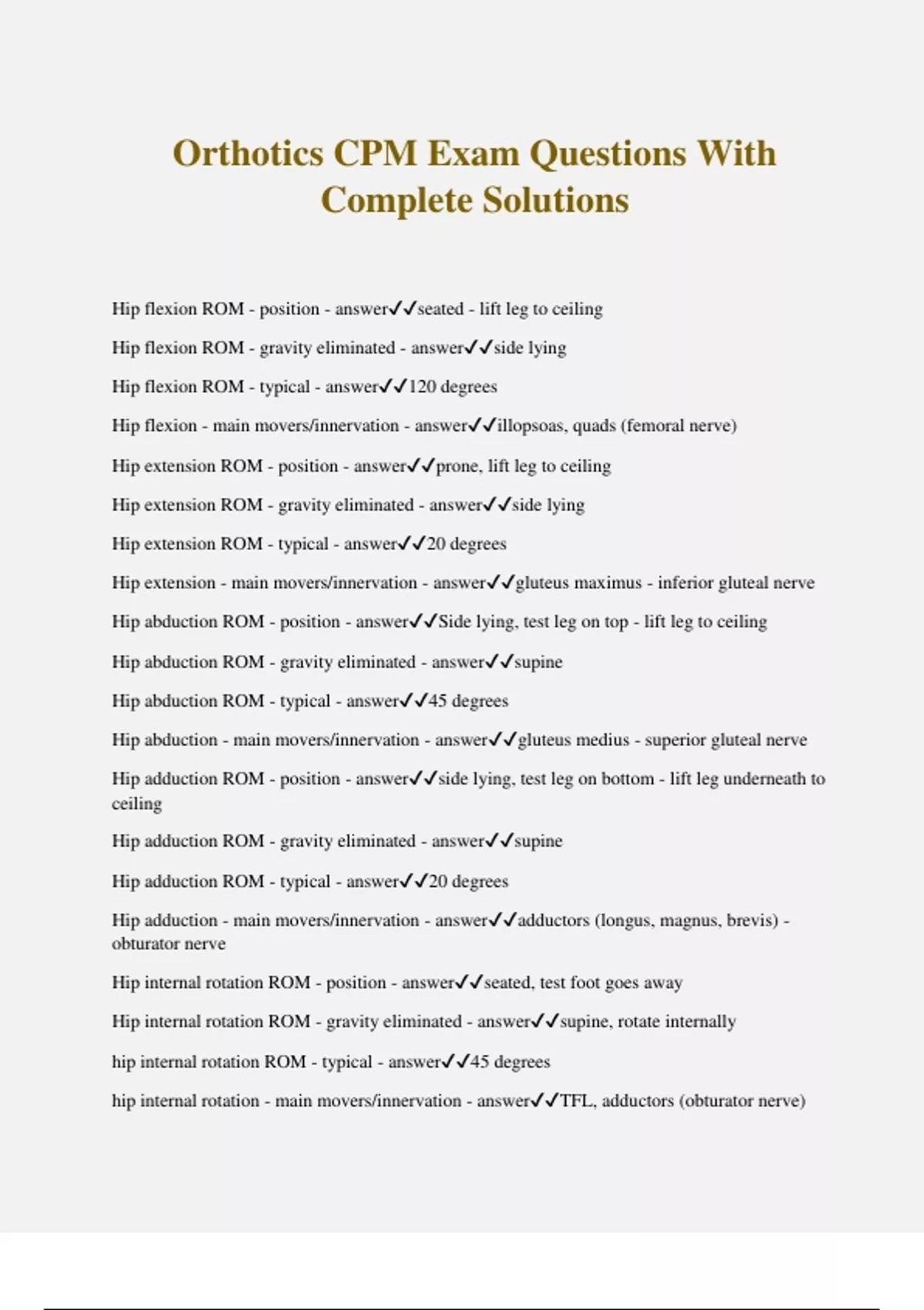 Orthotics CPM Exam Questions With Complete Solutions - Orthotic CPM ...