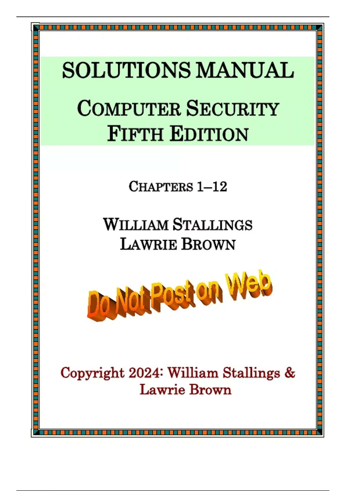 Solution Manual For Computer Security Principles and Practice, 5th ...