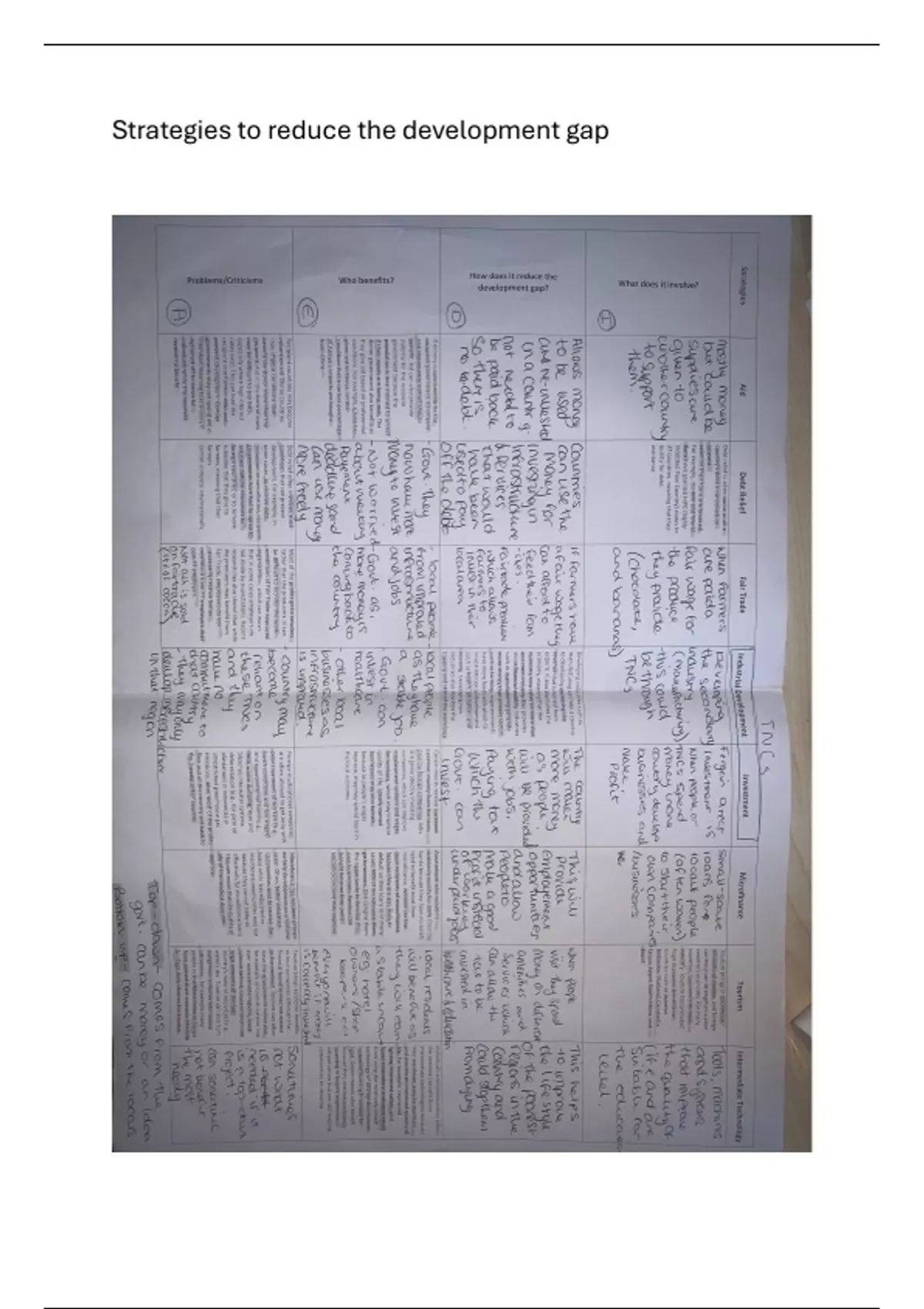 Summary strategies to reduce the development gap - Geography - Stuvia UK