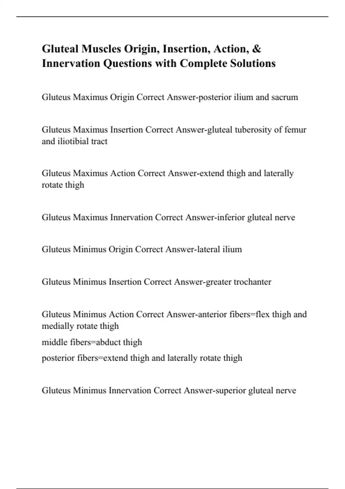 Gluteal Muscles Origin, Insertion, Action, & Innervation Questions with ...
