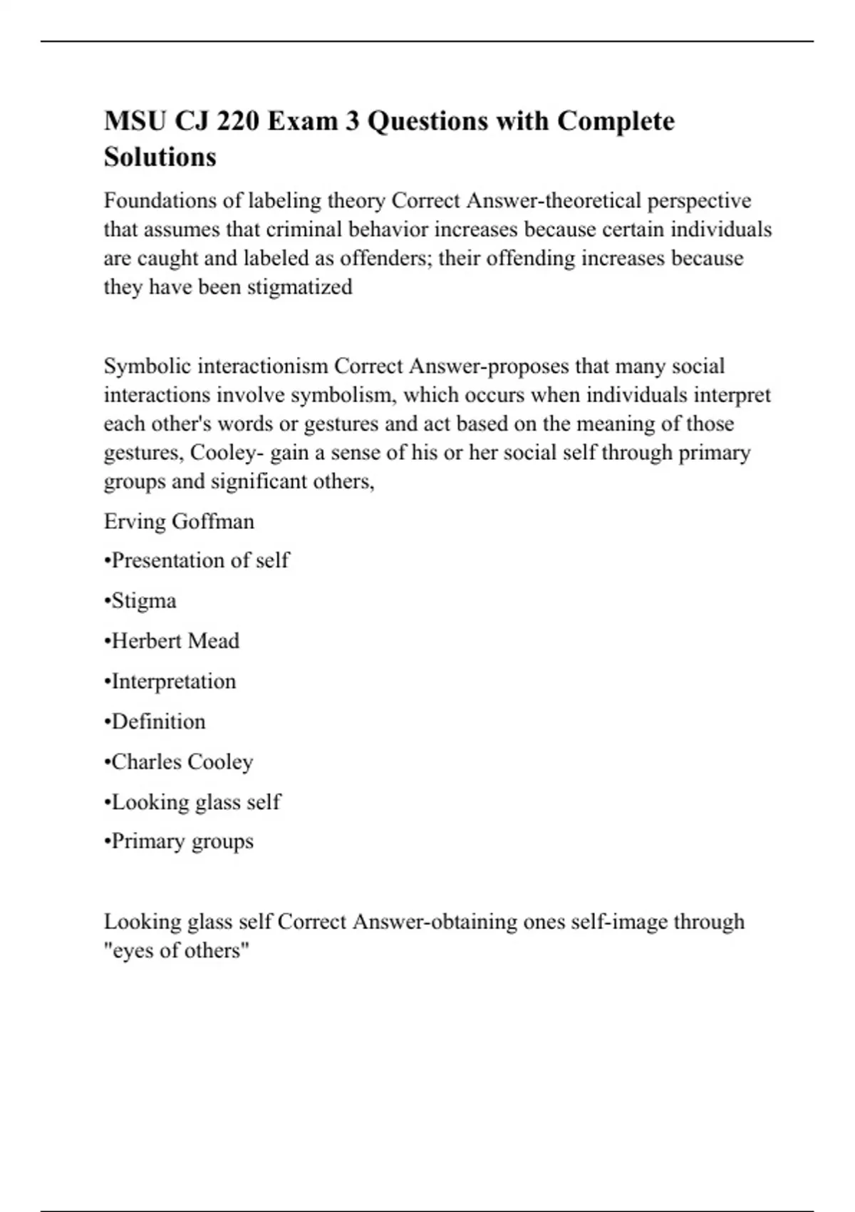 MSU CJ 220 Exam 3 Questions with Complete Solutions - CJ 220 - Stuvia US