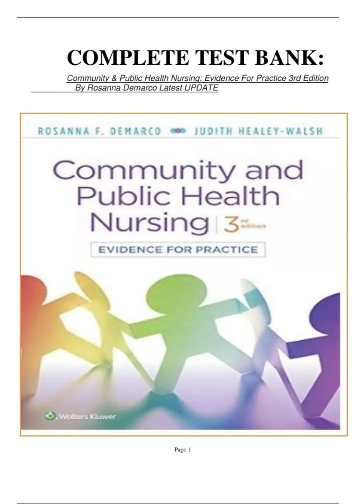 COMPLETE TEST BANK: Community & Public Health Nursing: Evidence For ...