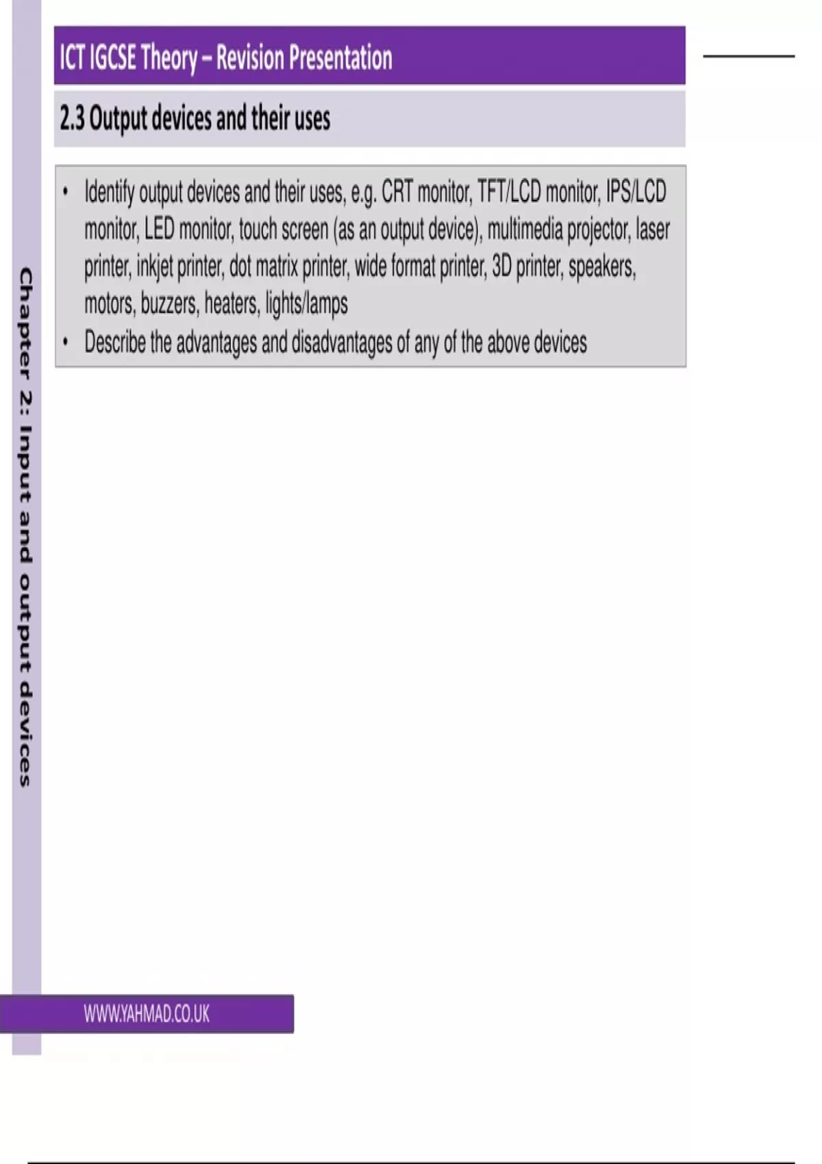 2.3 Output devices and their uses - ICT IGCSE - Stuvia UK