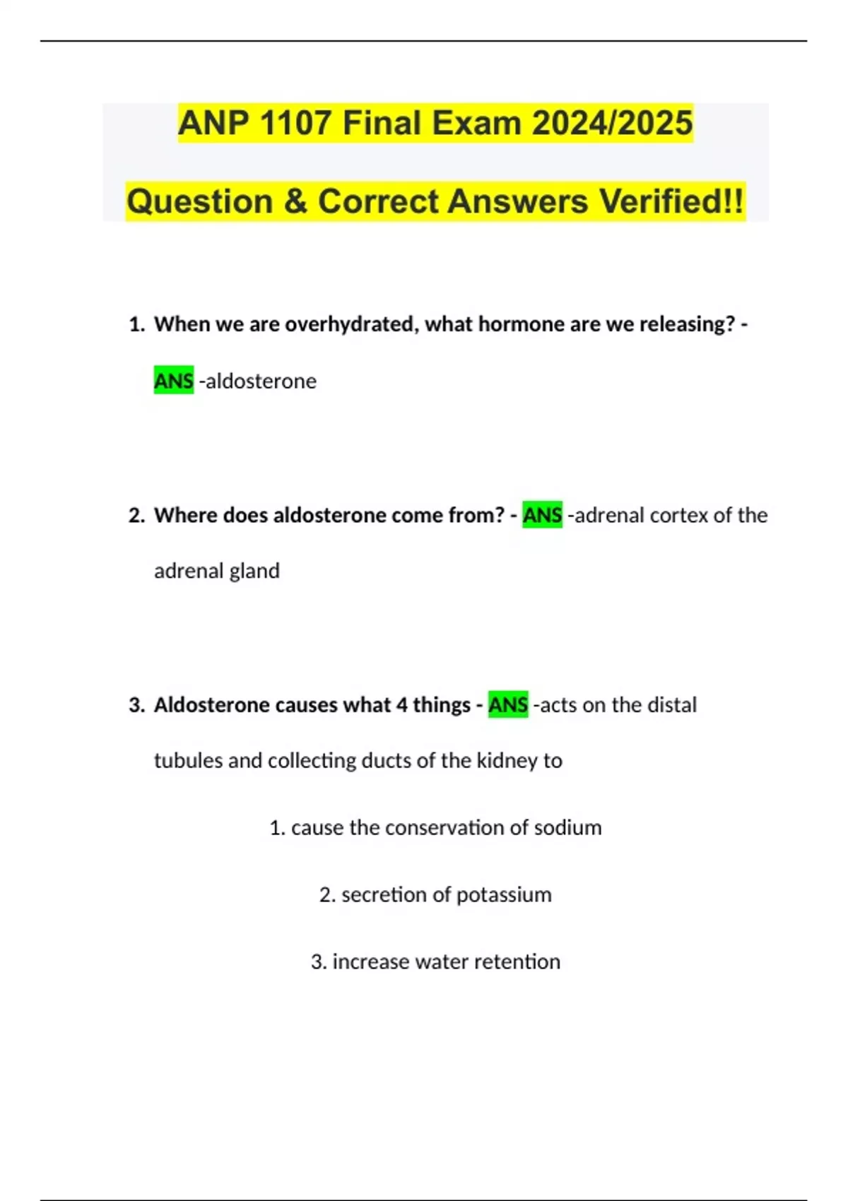 ANP 1107 Final Exam 2024/2025 Question & Correct Answers Verified ...