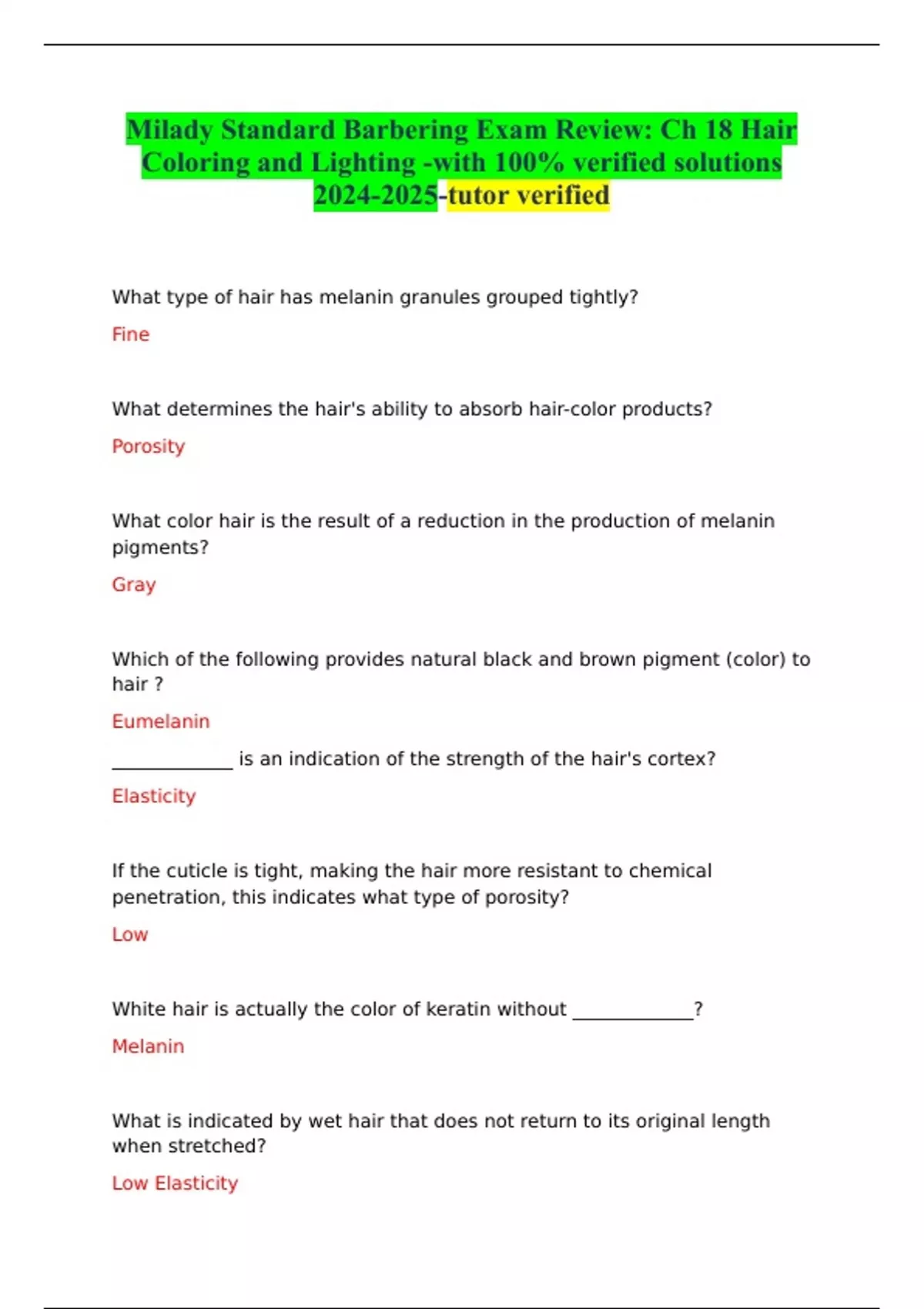 Milady Standard Barbering Exam Review: Ch 18 Hair Coloring and Lighting ...