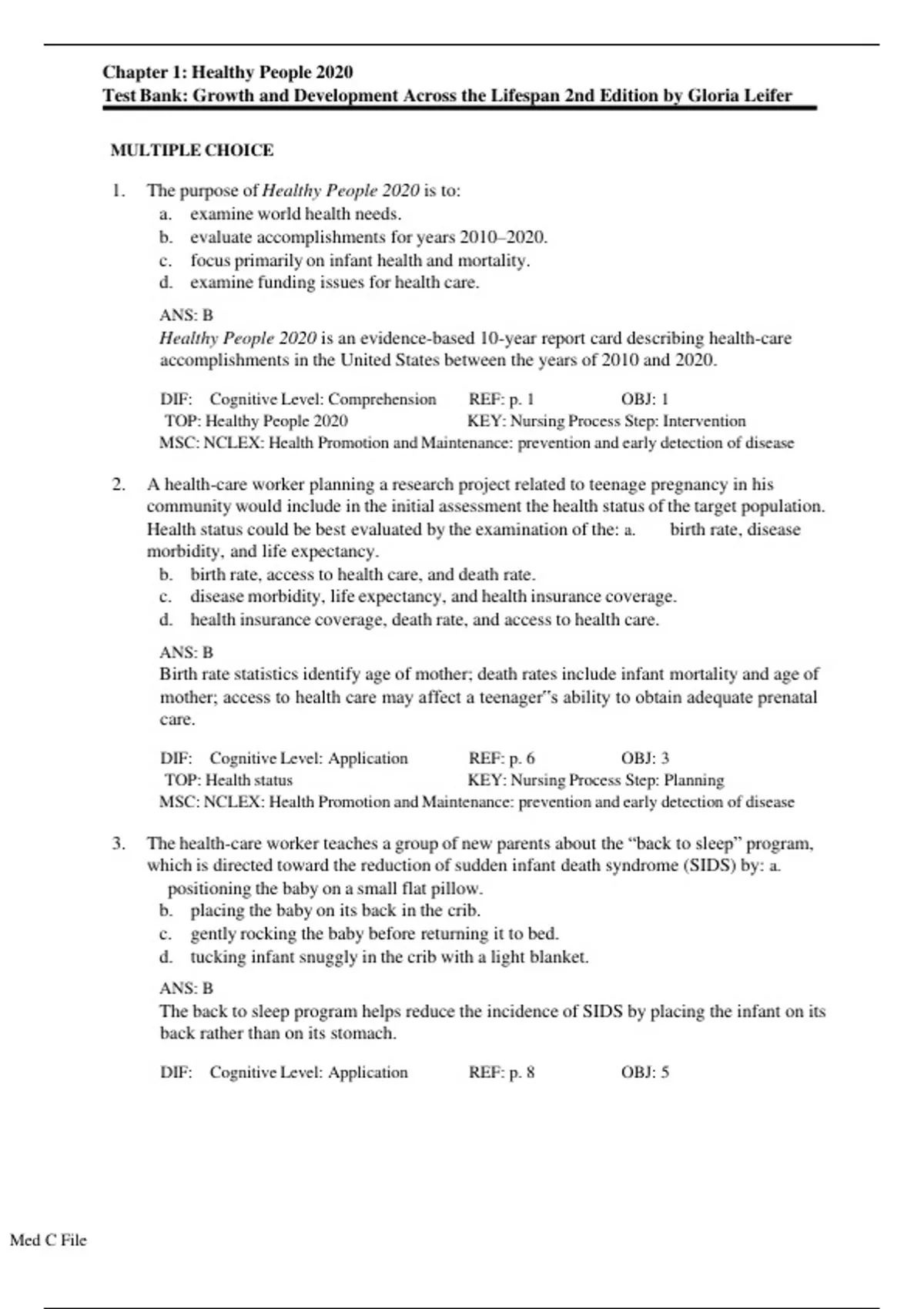 Test Bank for Growth and Development Across the Lifespan 2nd Edition by ...