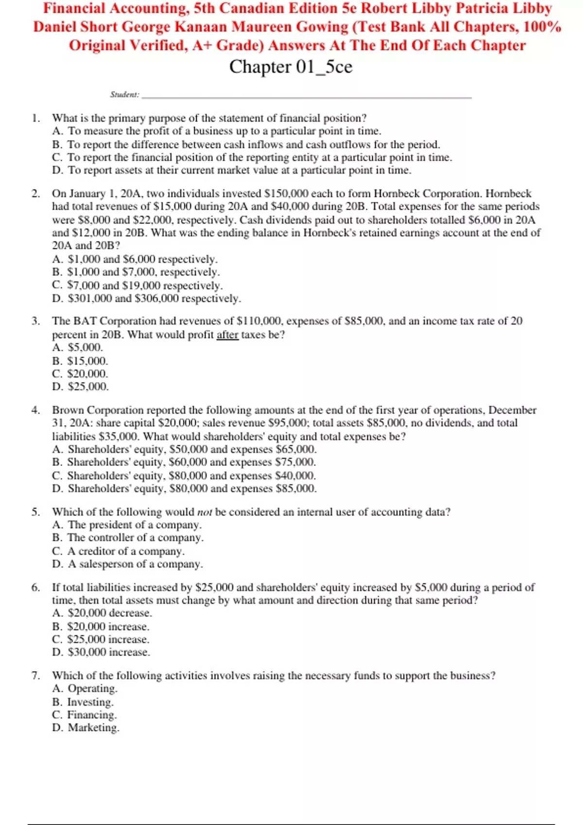 Solutions Manual With Test Bank for Financial Accounting 5th Canadian ...