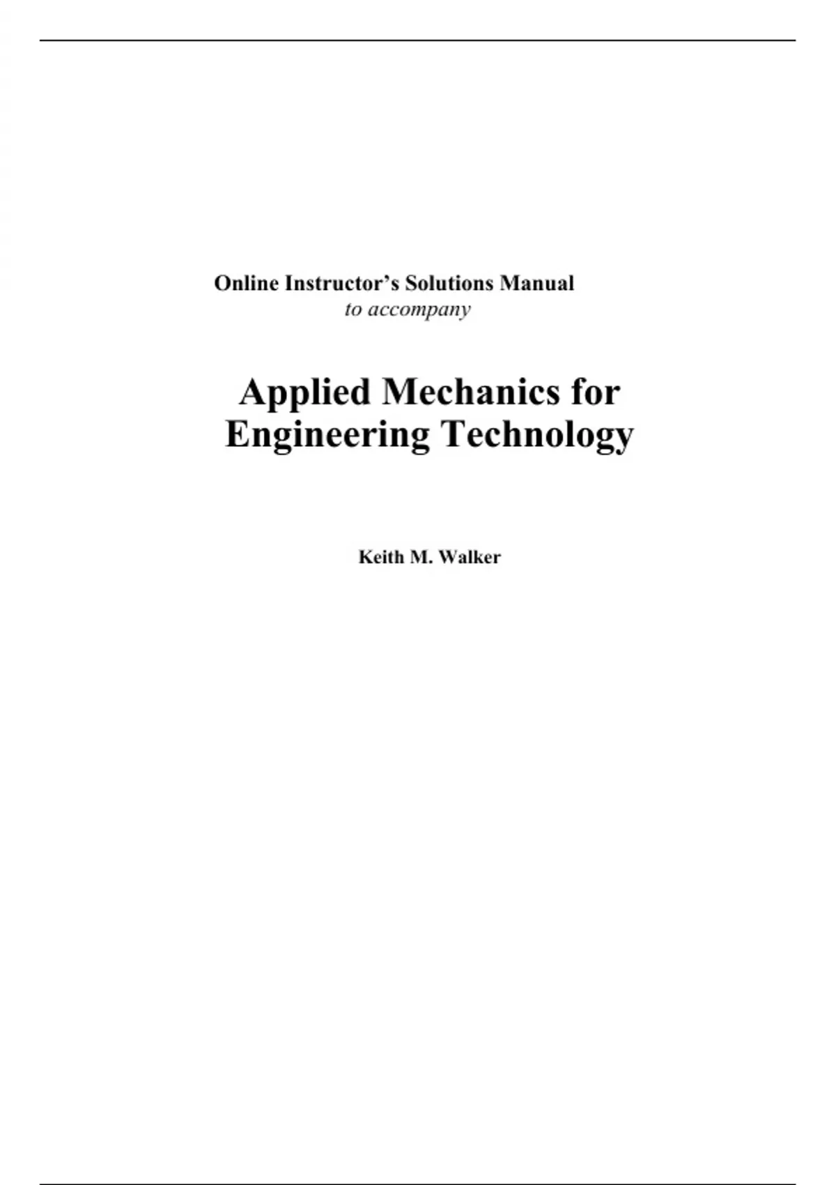 Solutions Manual For Applied Mechanics For Engineering Technology 8th ...