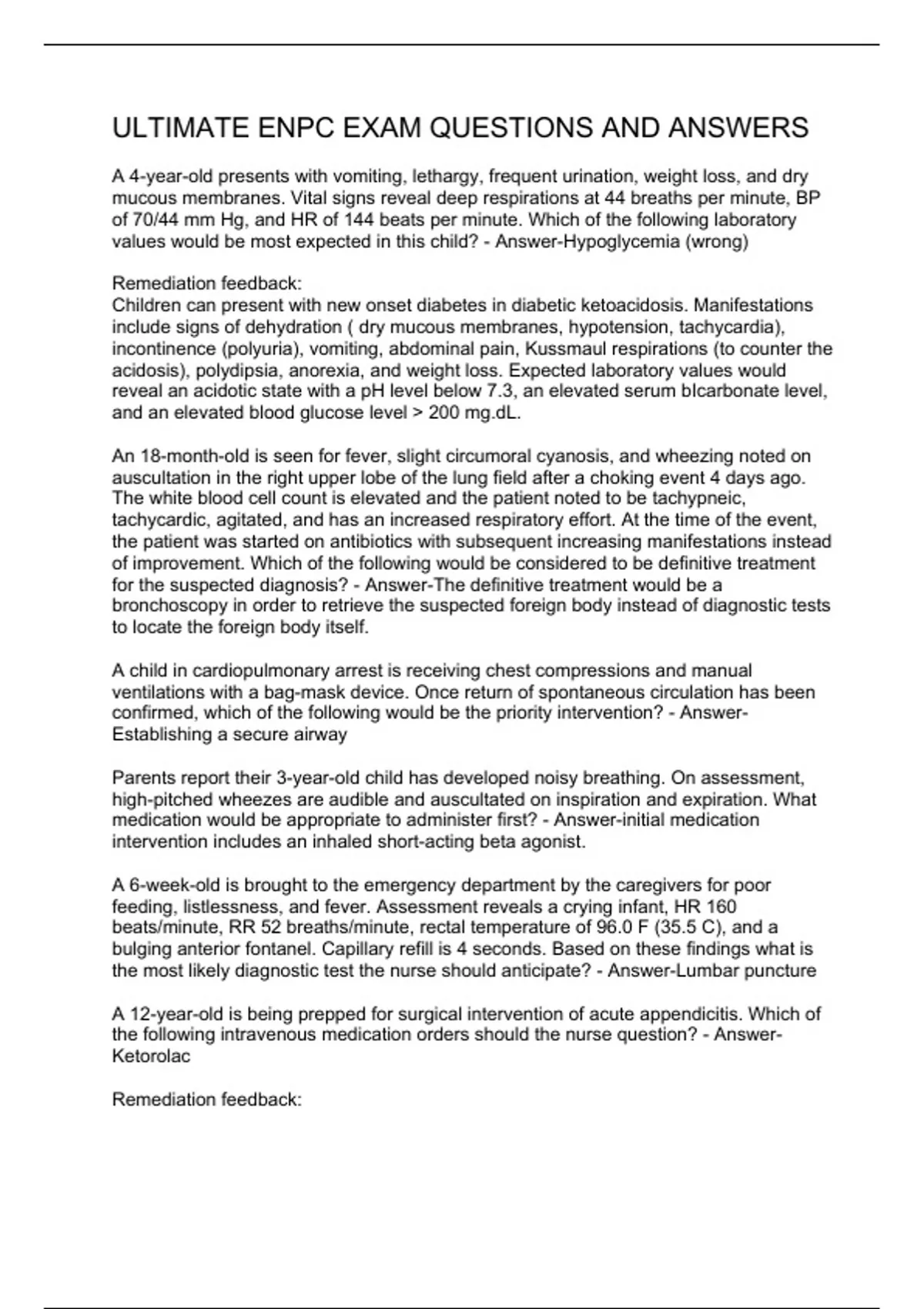 ULTIMATE ENPC EXAM QUESTIONS AND ANSWERS - ULTIMATE ENPC - Stuvia US