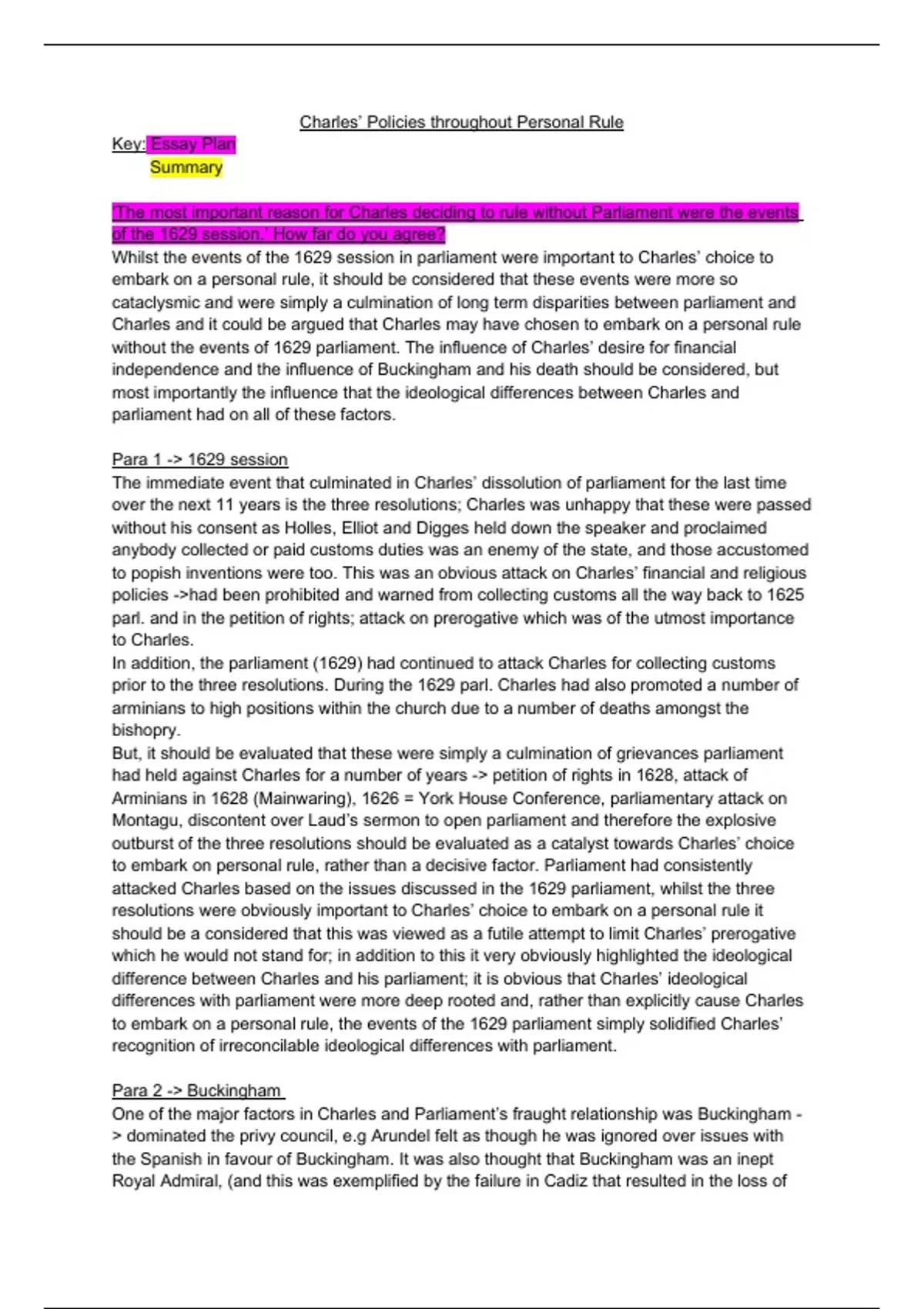Summary A* History Student's Notes on : OCR A Level History - Y108/01 ...