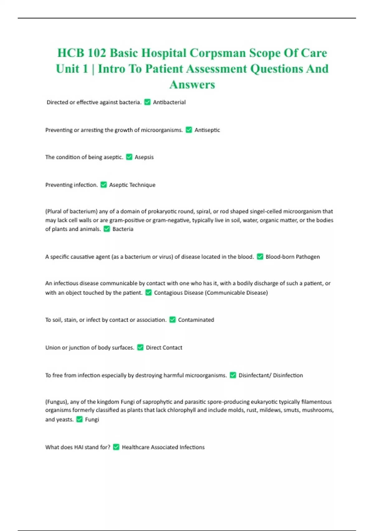 HCB 102 Basic Hospital Corpsman Scope Of Care Unit 1 | Intro To Patient ...