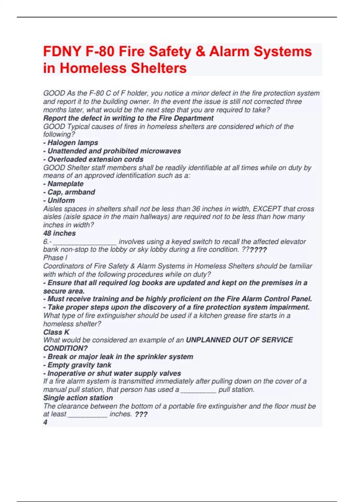 FDNY F-80 Fire Safety & Alarm Systems in Homeless Shelters - FDNY F-80 ...