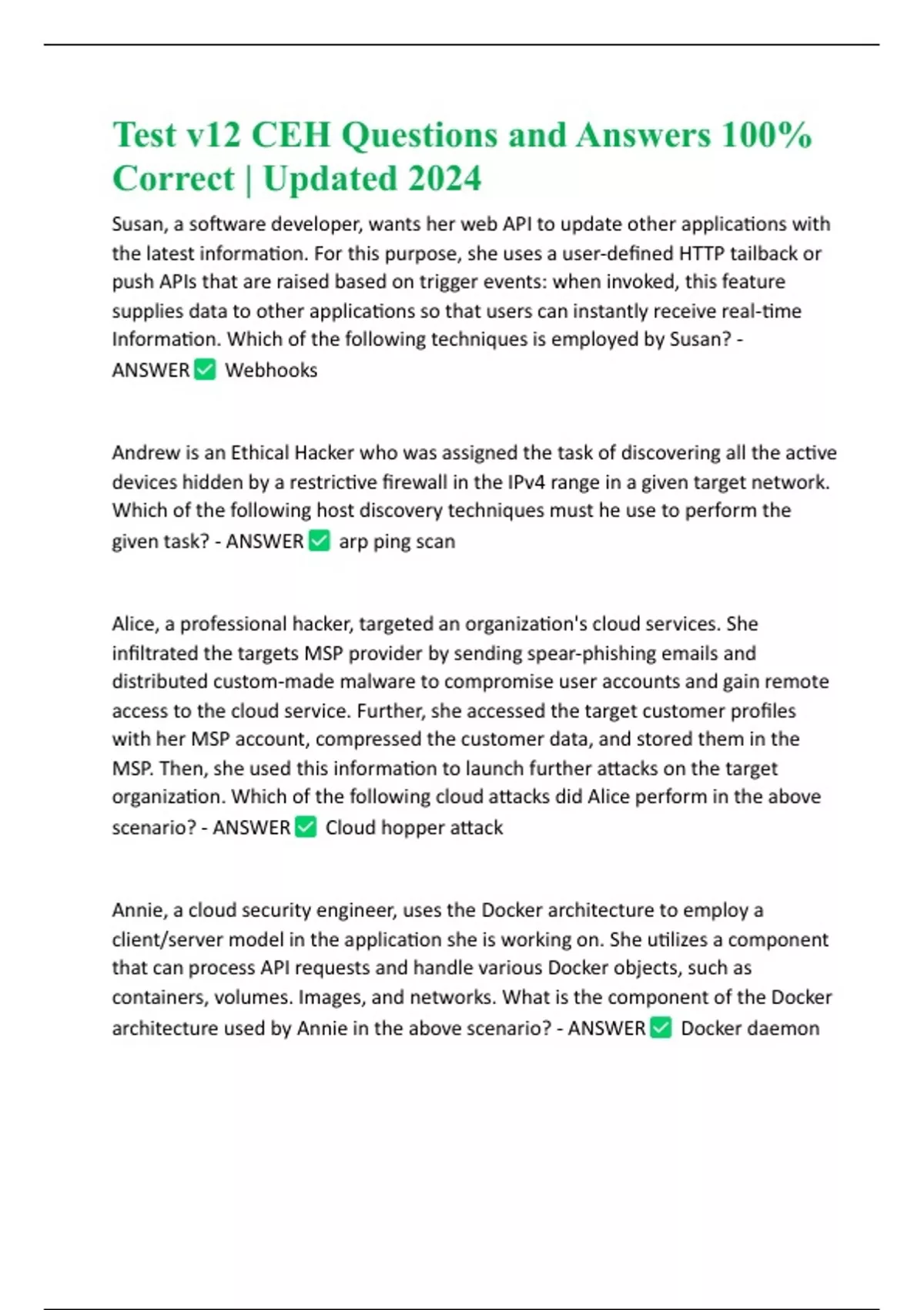 Test v12 CEH Questions and Answers 100% Correct | Updated 2024 - CEH ...