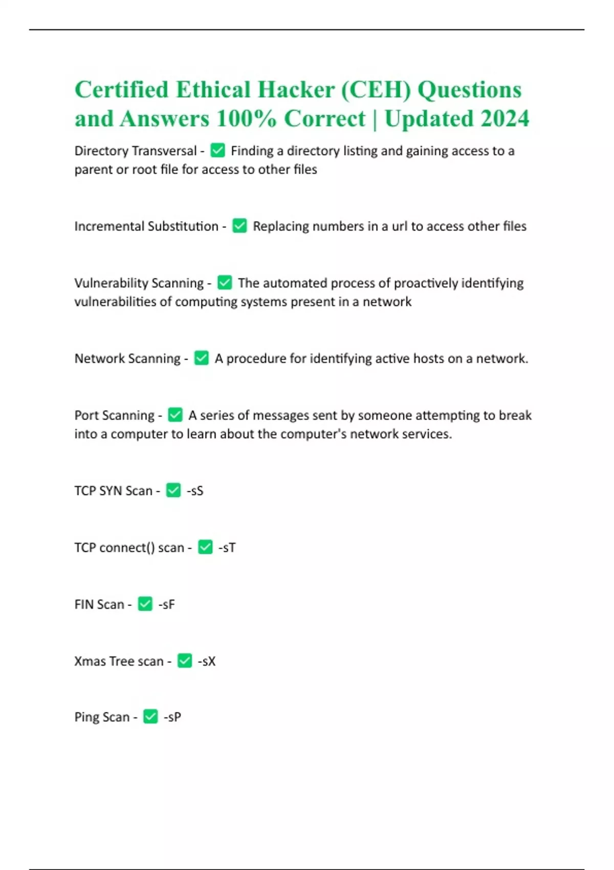 Certified Ethical Hacker (CEH) Questions and Answers 100% Correct ...