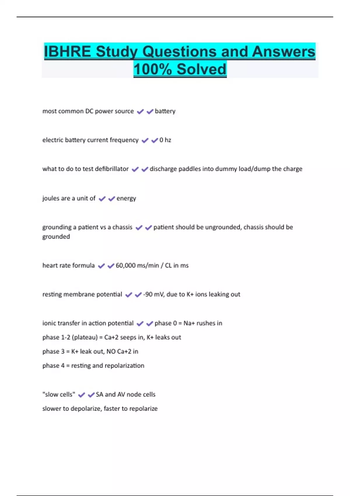 IBHRE Study Questions and Answers 100% Solved - Ibhre - Stuvia US