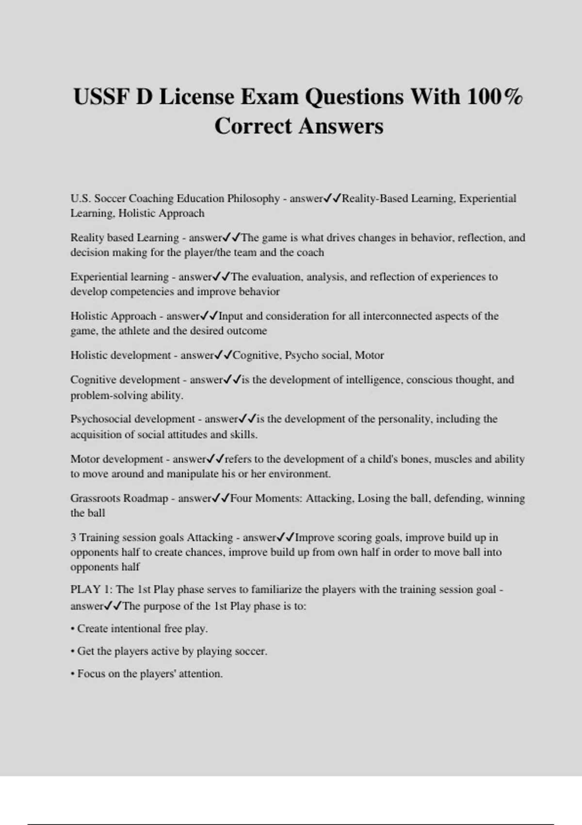 USSF D License Exam Questions With 100% Correct Answers - Ussf - Stuvia US