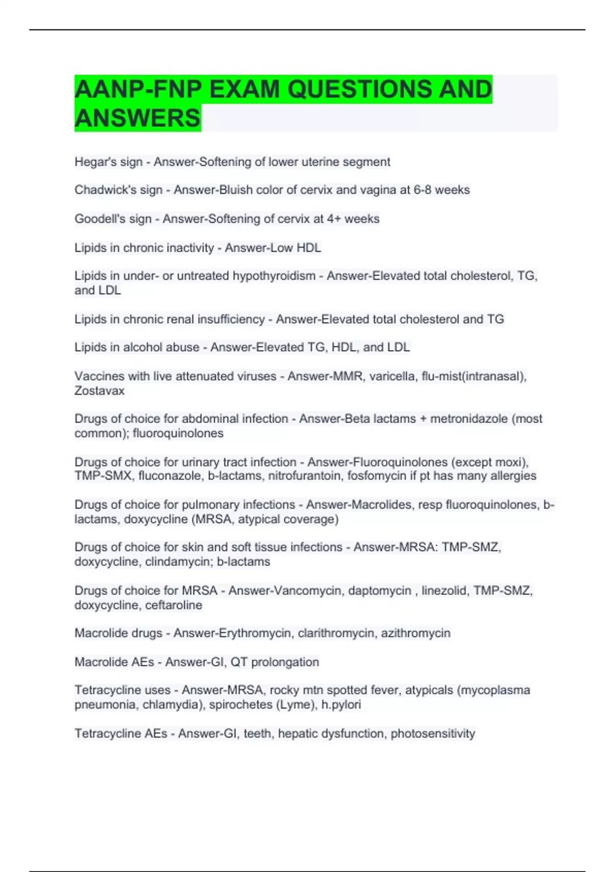 AANP-FNP EXAM QUESTIONS WITH COMPLETE SOLUTIONS - AANP - Stuvia US
