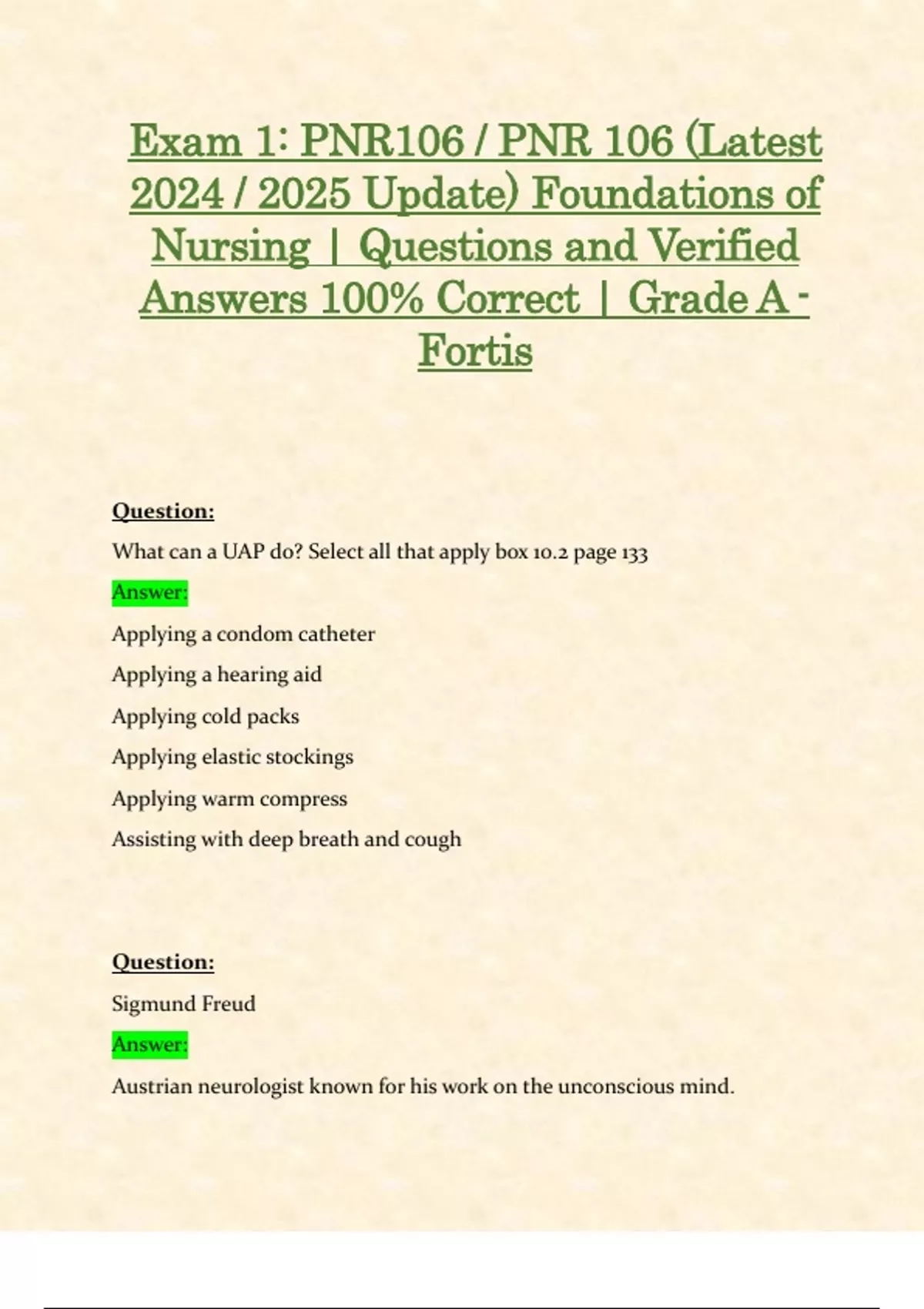 Exam 1: PNR106 / PNR 106 (Latest 2024 / 2025 Update) Foundations of ...
