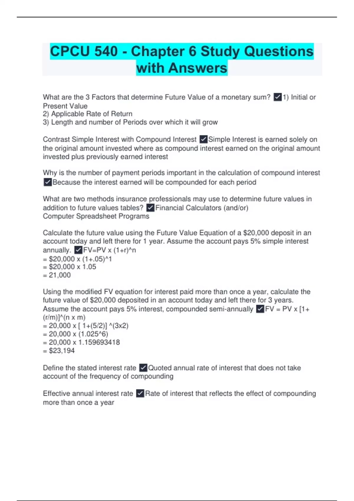CPCU 540 - Chapter 6 Study Questions with Answers - CPCU 540 - Stuvia US
