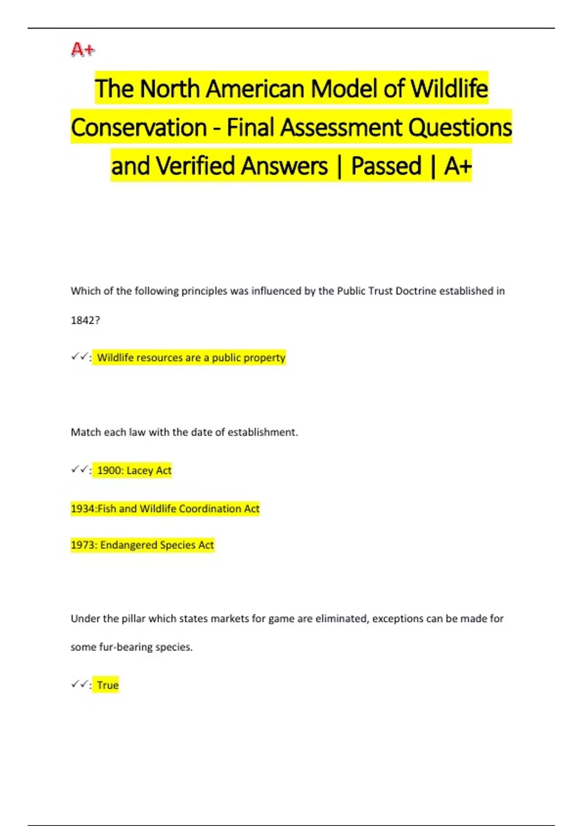 The North American Model of Wildlife Conservation - Final Assessment ...