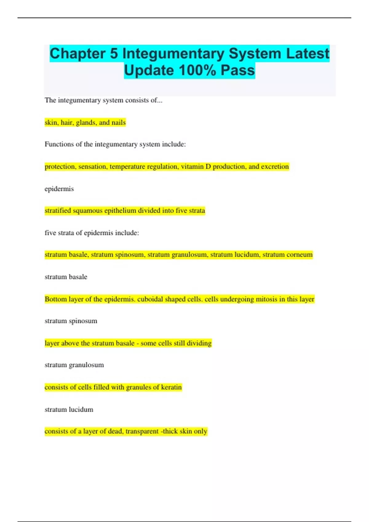 Chapter 5 Integumentary System Latest Update 100% Pass - Chapter 5 ...