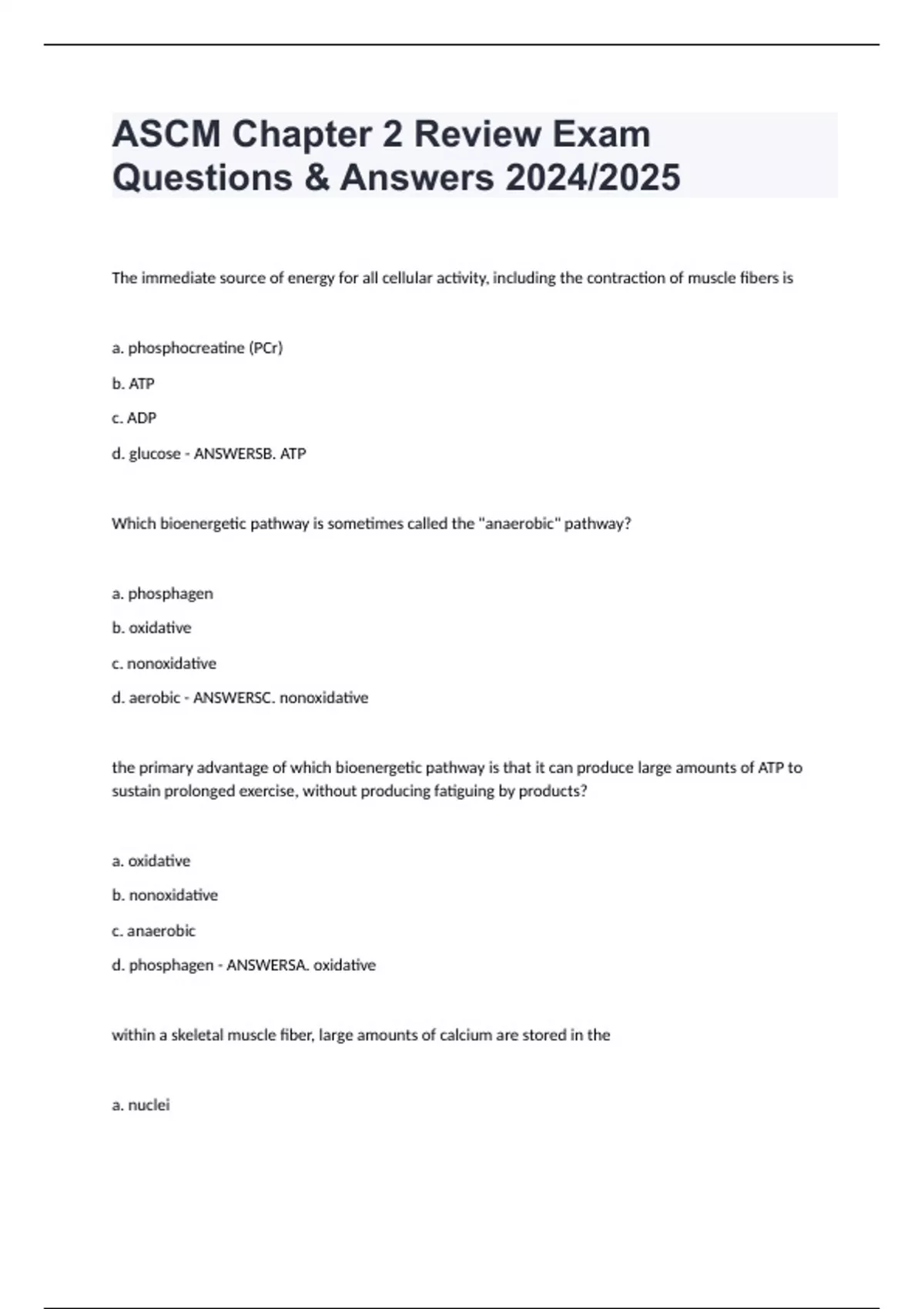 ASCM Chapter 2 Review Exam Questions & Answers 2024/2025 - ASCM Chapter 2 - Stuvia US