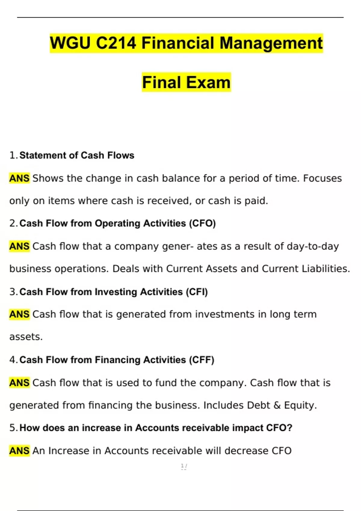 WGU C214 Financial Management Final Exam (2024/2025) Newest Questions ...