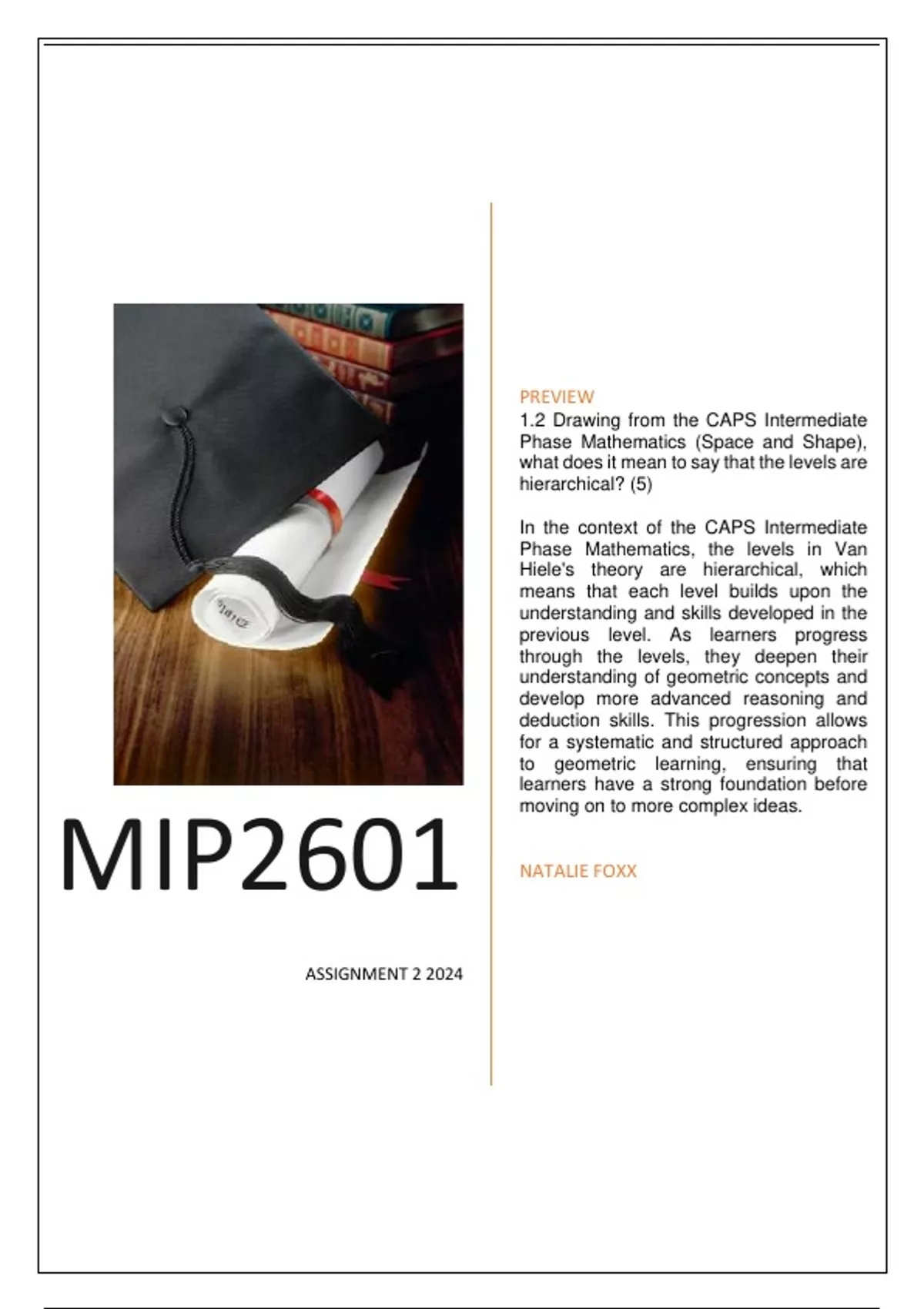 MIP2601 ASSIGNMENT 2 SEM 1 2024 - MIP2601 - Stuvia SA