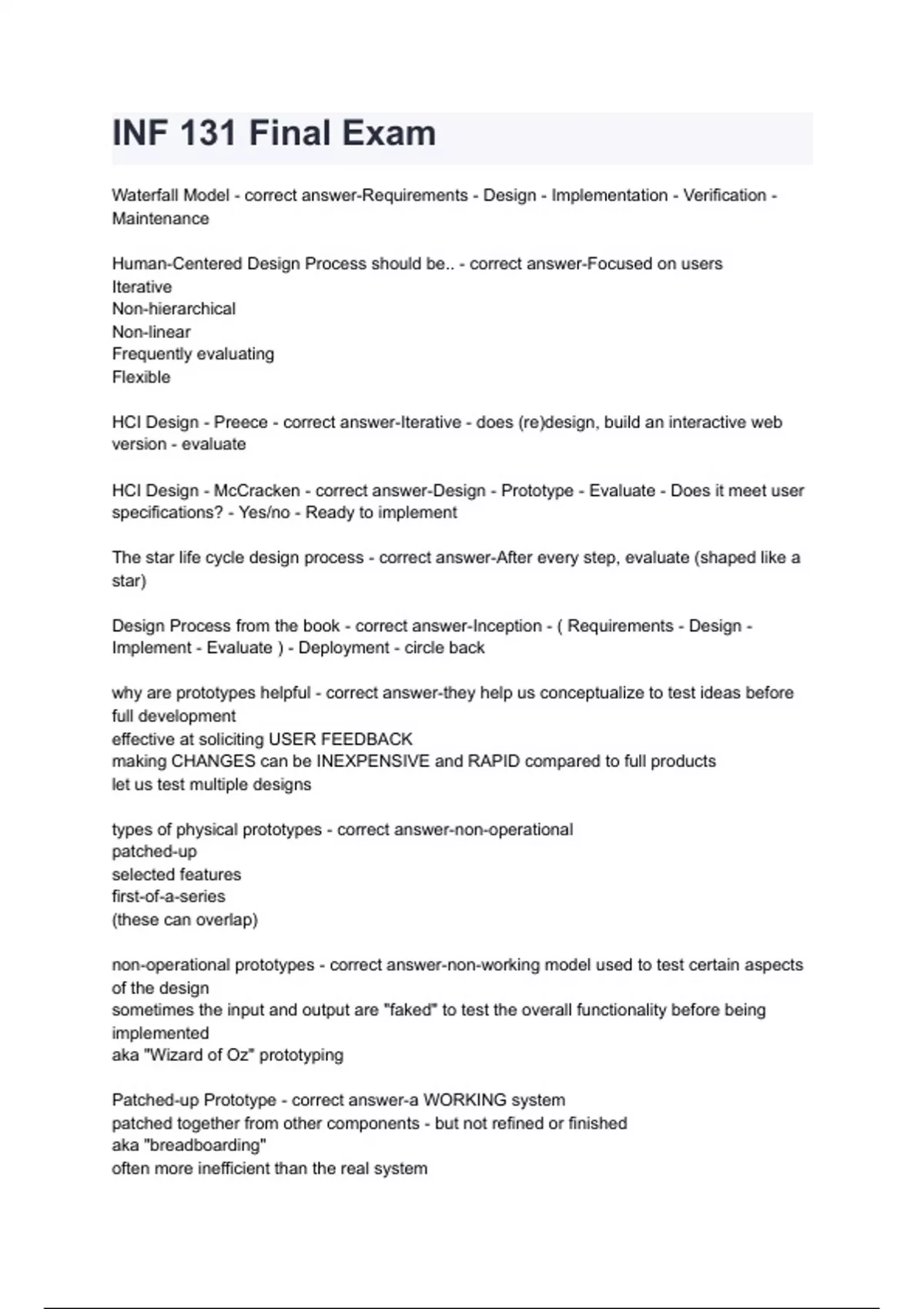 INF 131 Final Exam. (2025/ 2026) Revised Complete Detailed Answers, 100% trusted, expert-solved ...