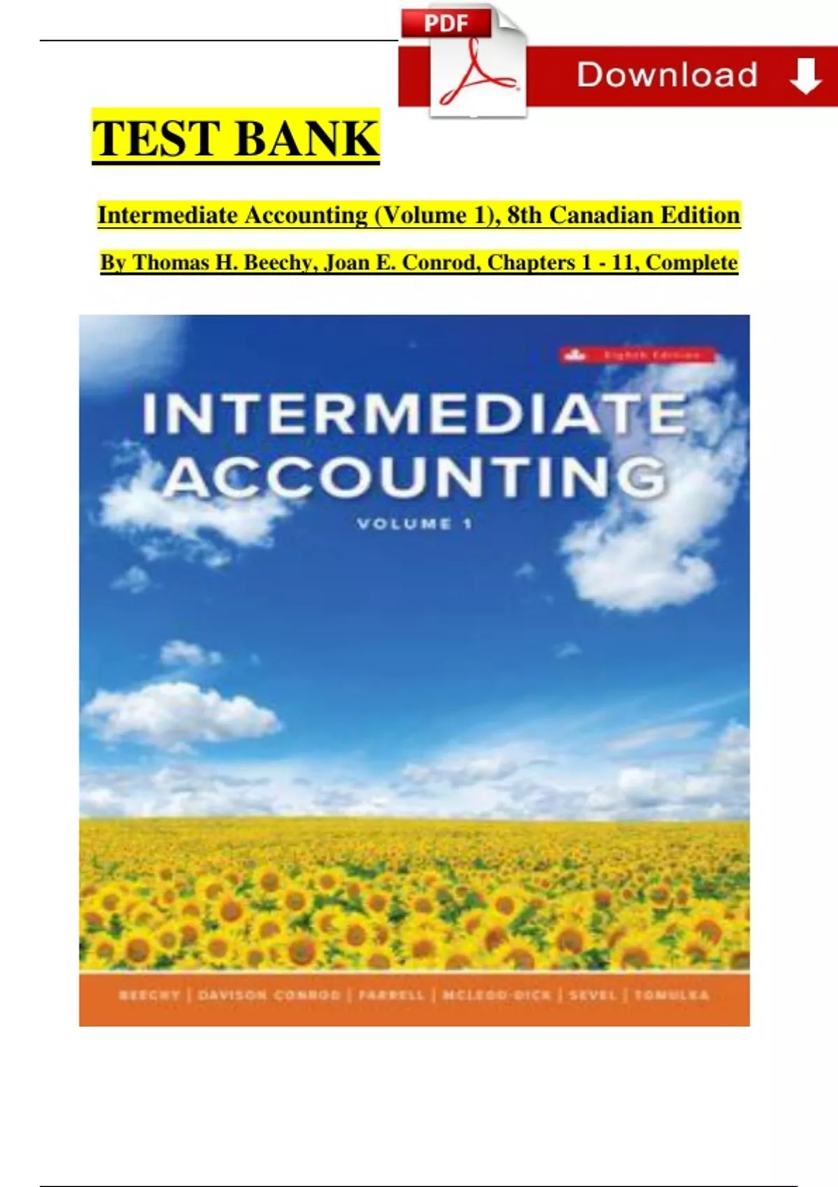 TEST BANK - Beechy/Conrod, Intermediate Accounting (Volume 1) 8th ...