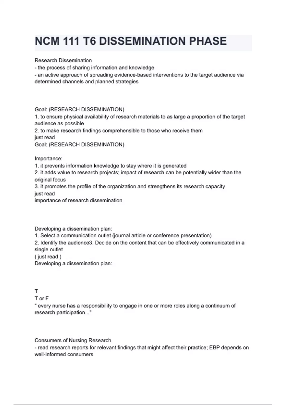 NCM 111 T6 DISSEMINATION PHASE (2025/ 2026) Revised Complete Detailed ...