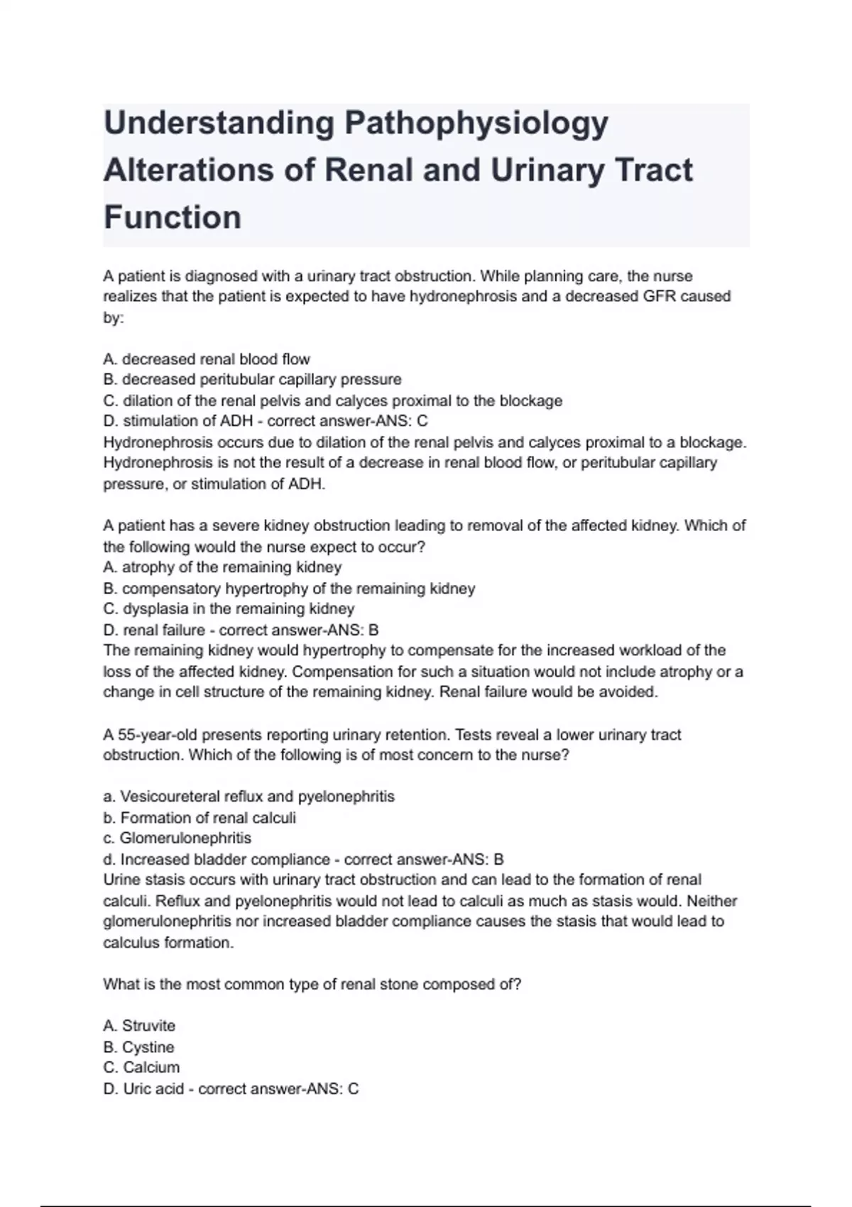 Understanding Pathophysiology Alterations of Renal and Urinary Tract ...