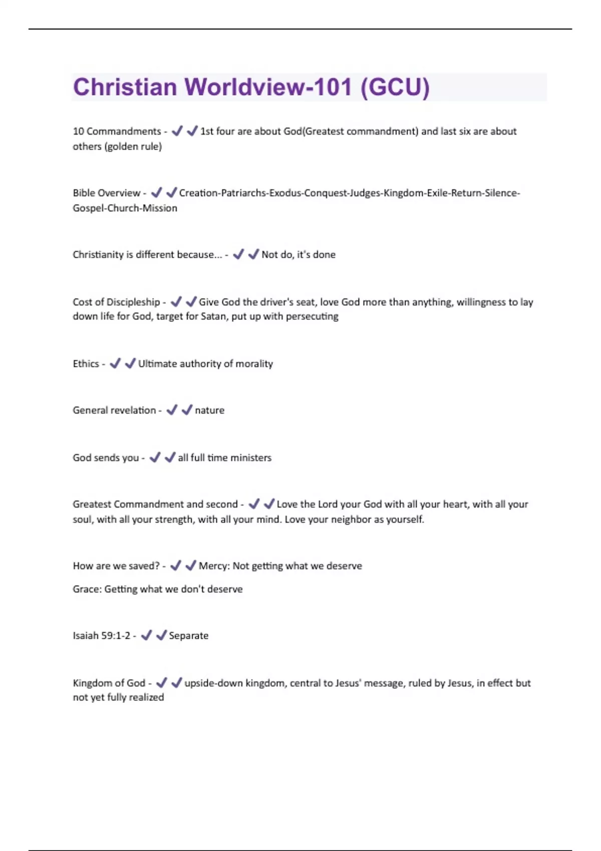 Christian Worldview-101 (GCU) Questions With Correct Answers ...