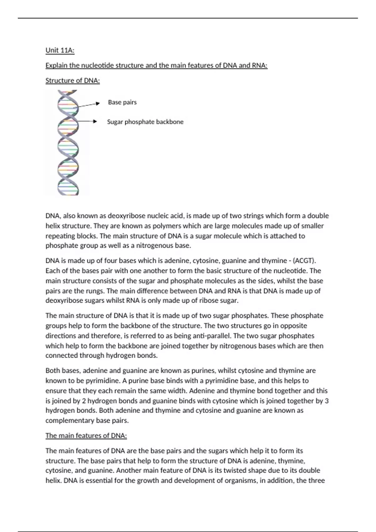 Btec Applied Science Unit 11a Distinction Unit 11 Genetics And Genetic Engineering Stuvia Uk