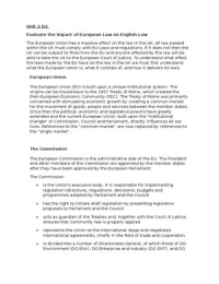 Unit 2 BTEC Applied Law D2 (Evaluate the impact of European Law on ...