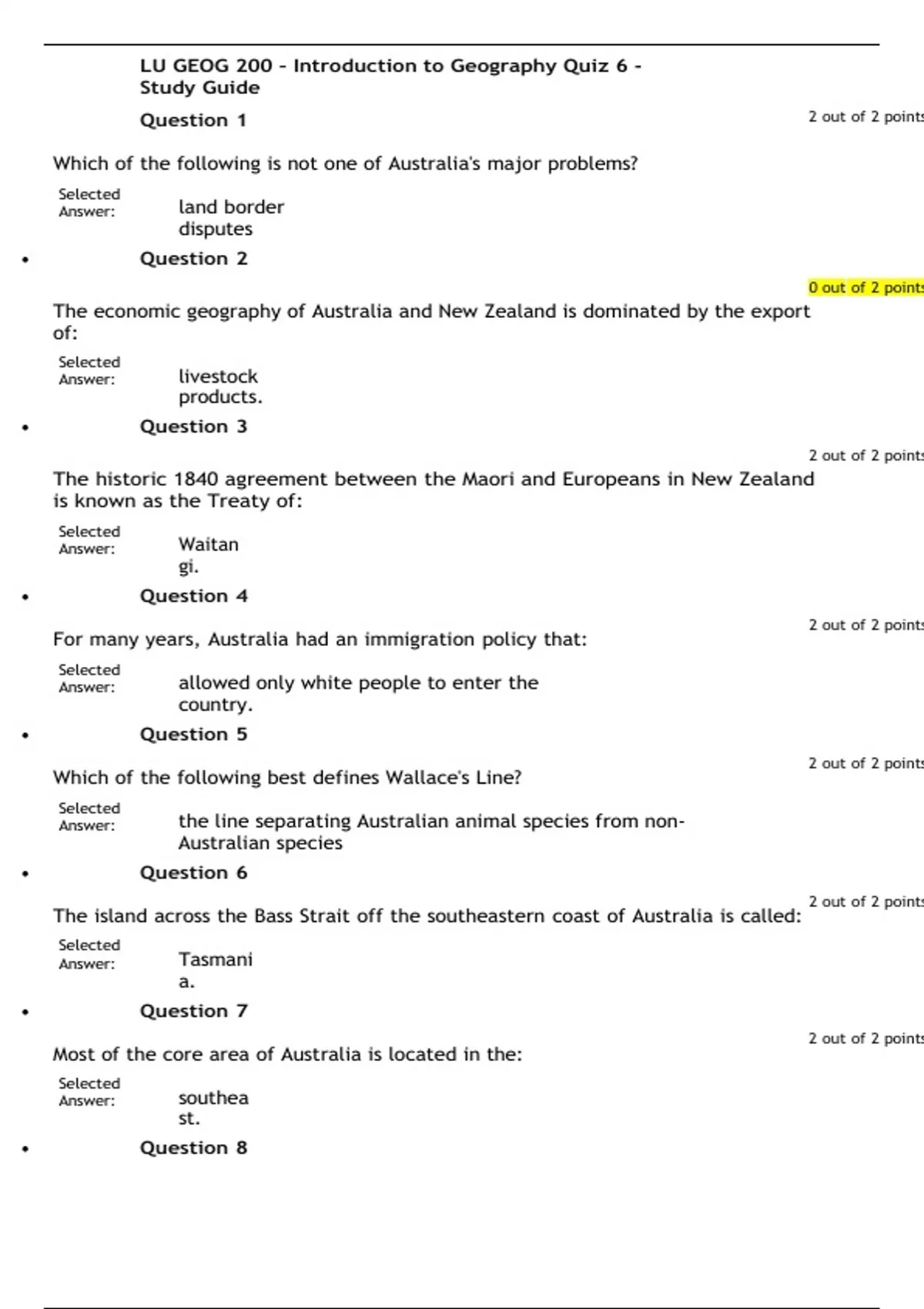 LU GEOG 200 – Introduction to Geography Quiz 6 - Study Guide - GEOG 200 ...
