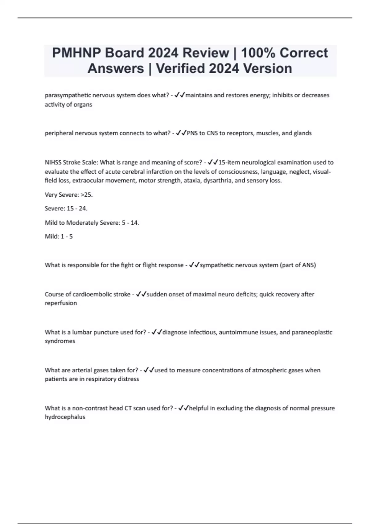 PMHNP Board 2024 Review | 100% Correct Answers | Verified 2024 Version ...