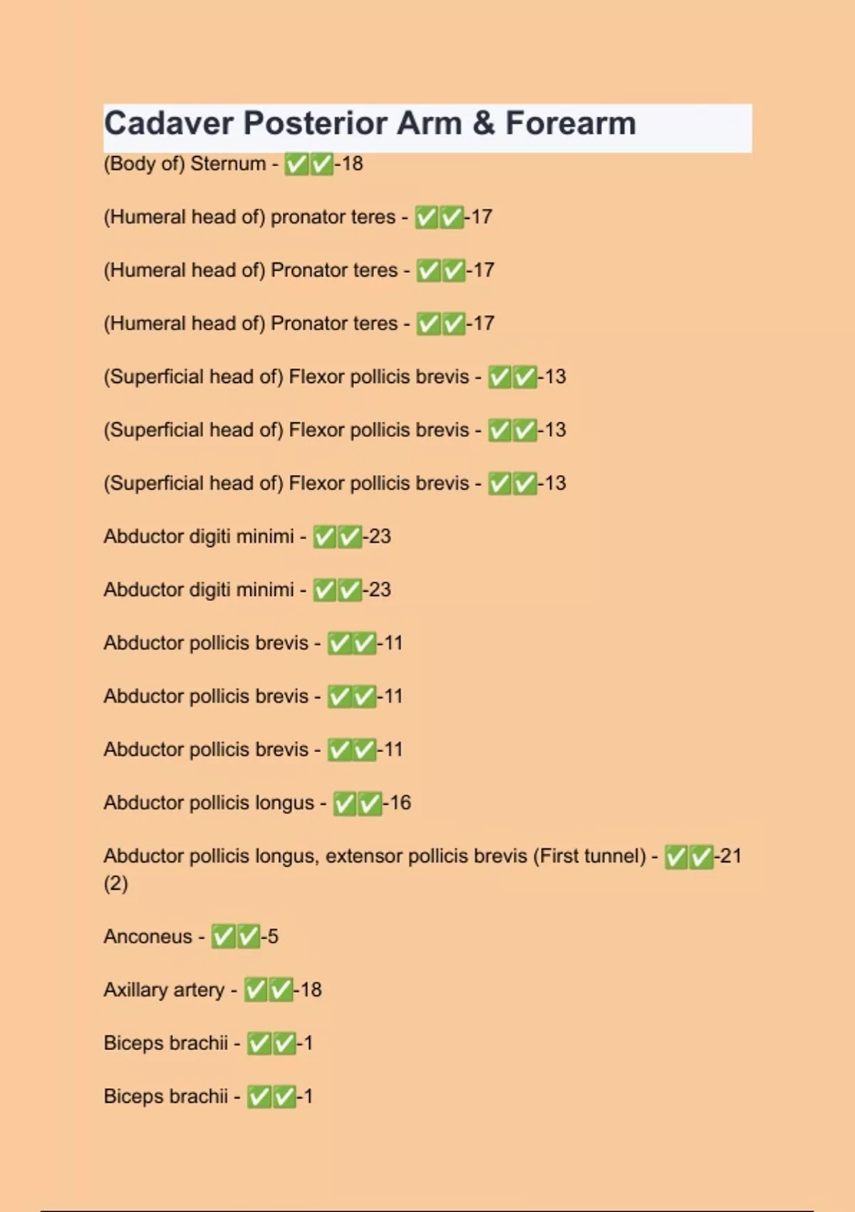 Cadaver Posterior Arm & Forearm Questions and answers - 2024 / 2024 ...