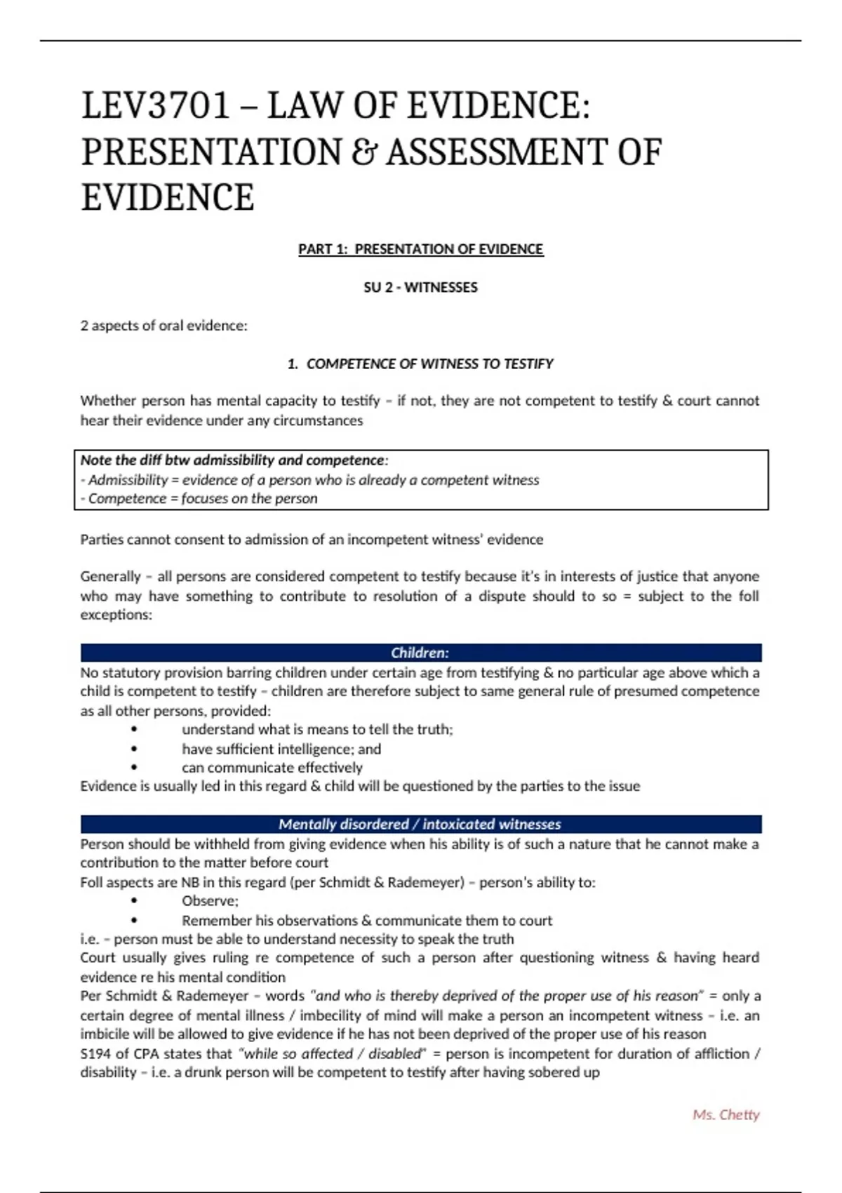 Law of Evidence LEV3701 Exam Notes 2024 - Law of Evidence (LEV3701 ...