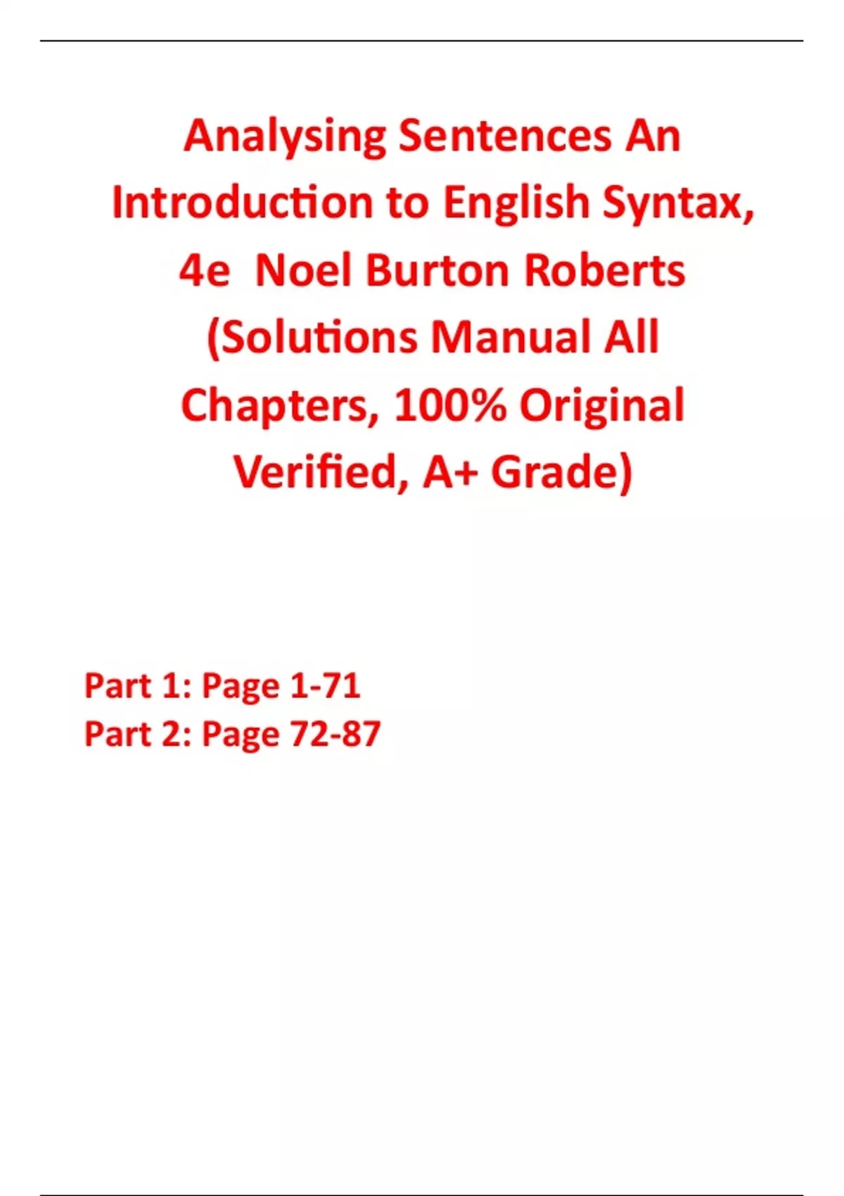 Solutions Manual for Analysing Sentences An Introduction to English ...