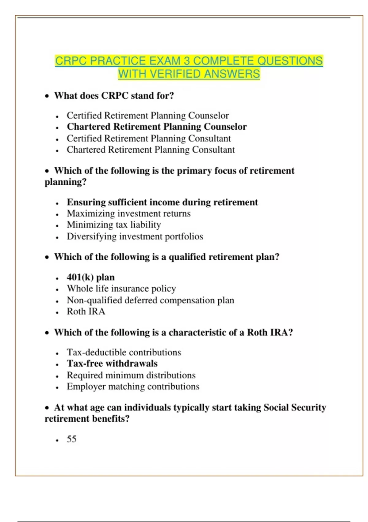 Crpc Practice Exam 3 Complete Questions With Verified Answers Crpc Stuvia Us