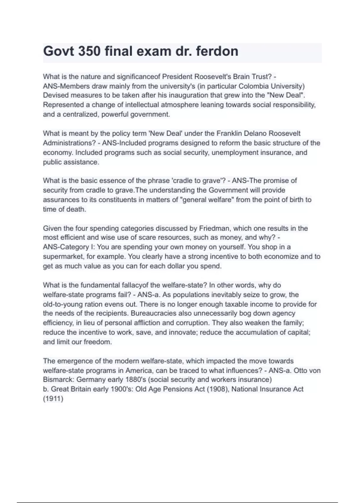 Govt 350 final exam dr. ferdon (2025/ 2026) Revised Complete Detailed ...