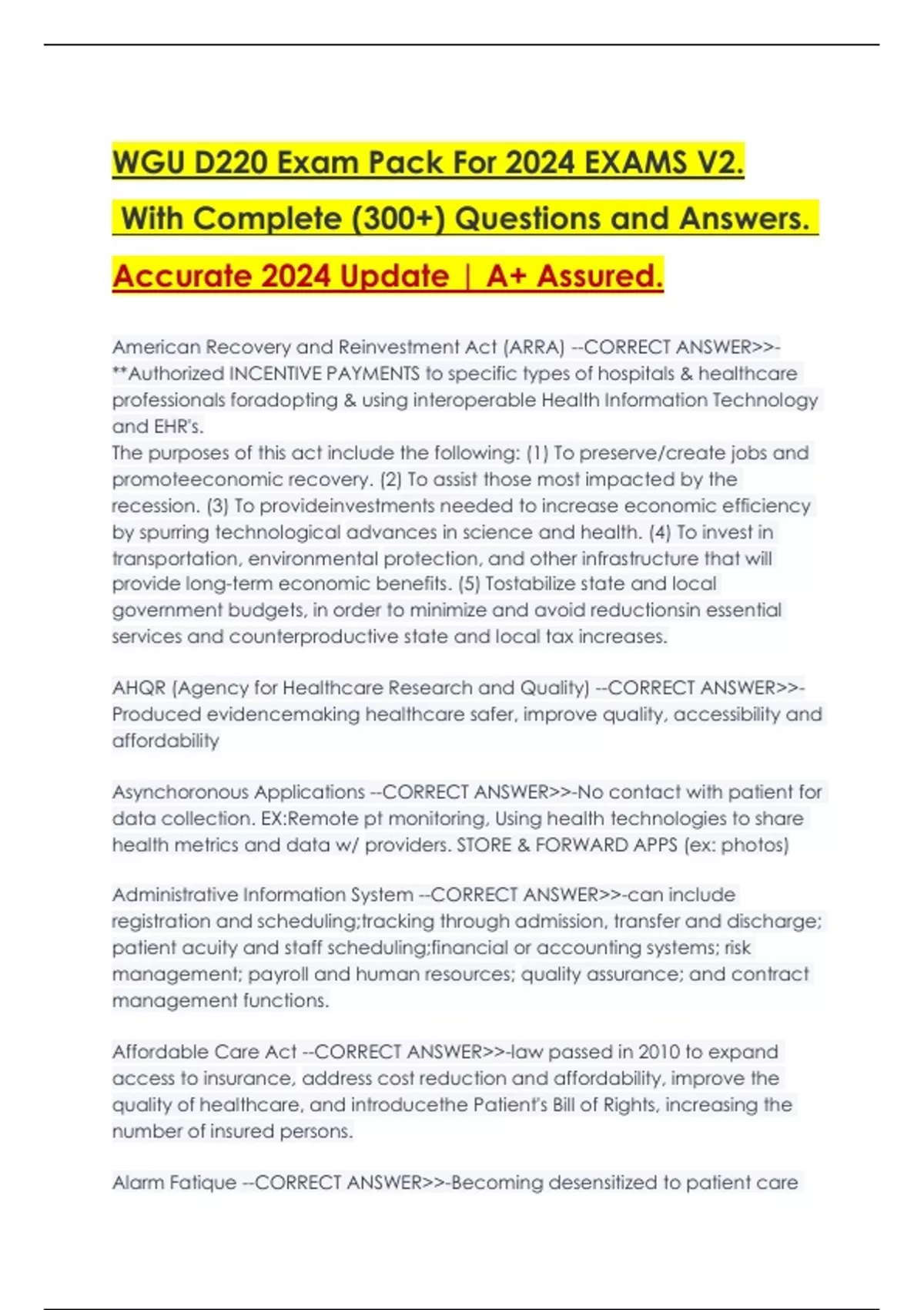 WGU D220 Exam Pack For 2024 EXAMS V2. With Complete (300+) Questions ...