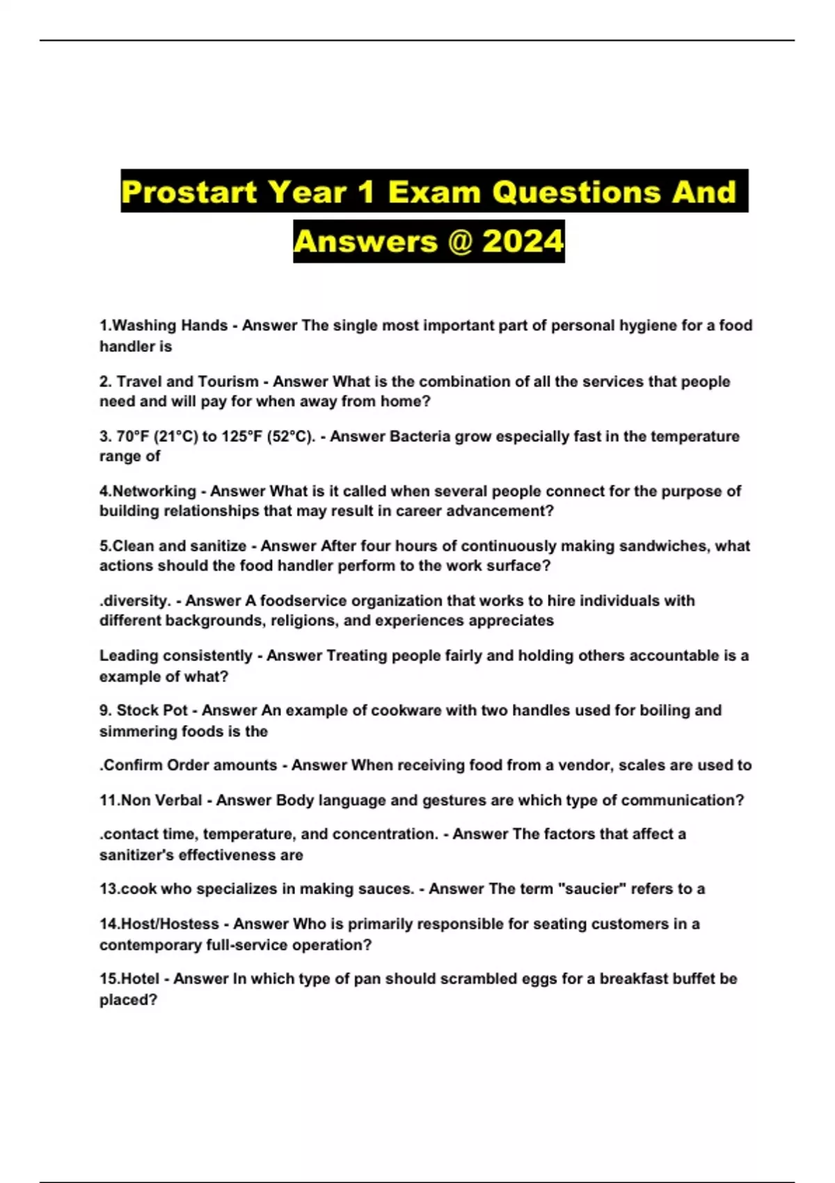 Prostart Year 1 Exam Questions And Answers @ 2024 - Prostart Year 1 ...