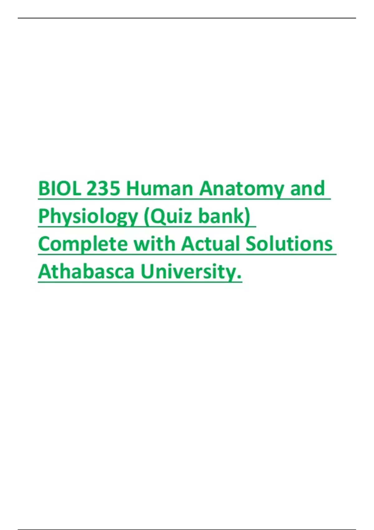 BIOL 235 Human Anatomy and Physiology (Quiz bank) Complete with Actual ...