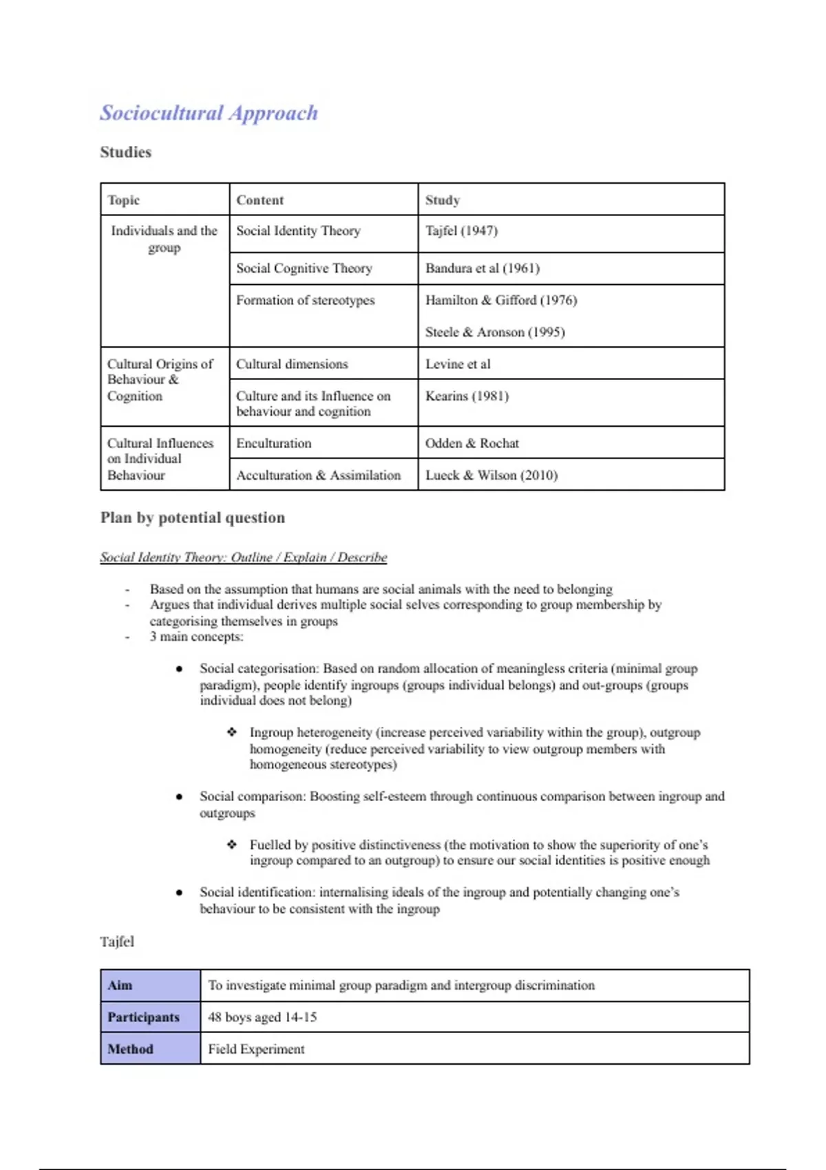 IB Psychology Paper 1 Compiled Notes - IB Psychology - Stuvia US