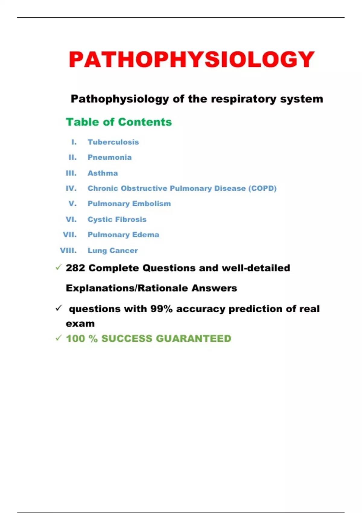 Pathophysiology of the respiratory system Questions and Verified ...