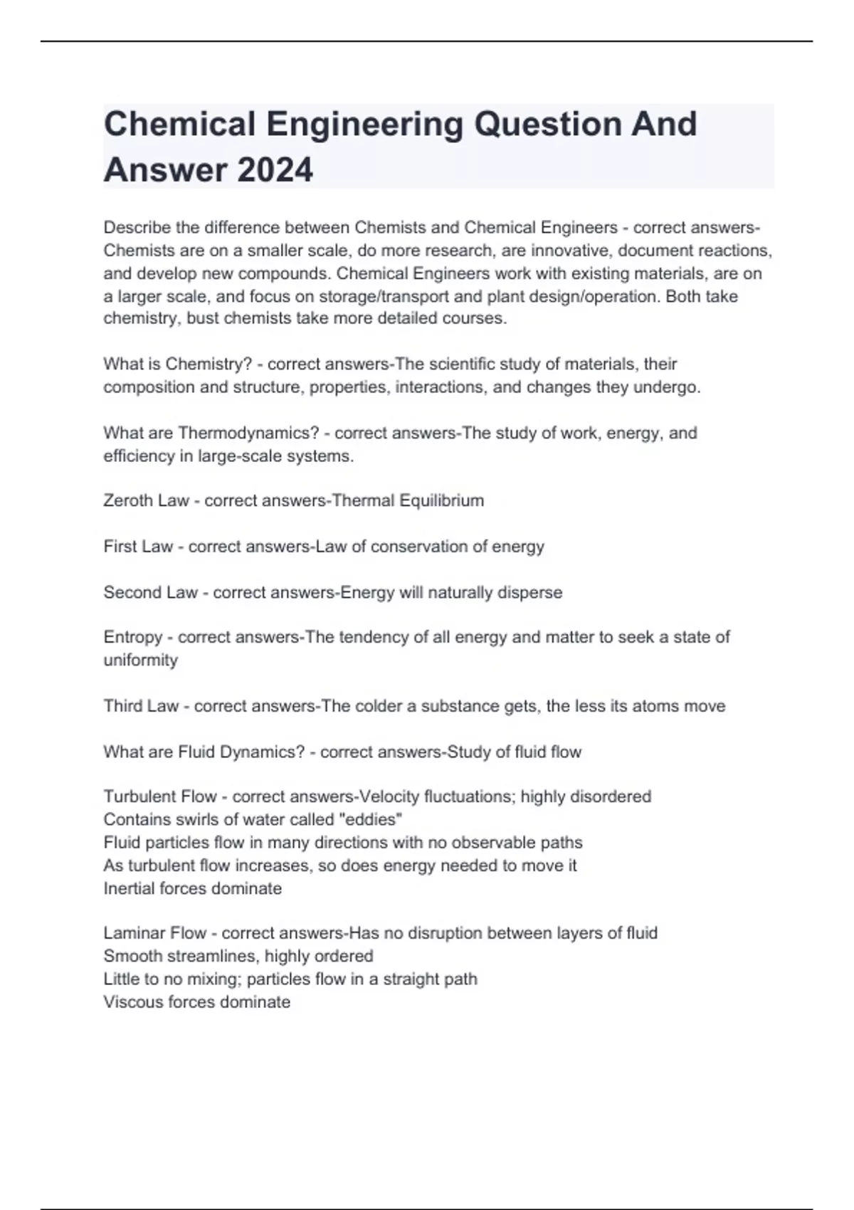 Chemical Engineering Question And Answer 2024 - Chemical engineering ...