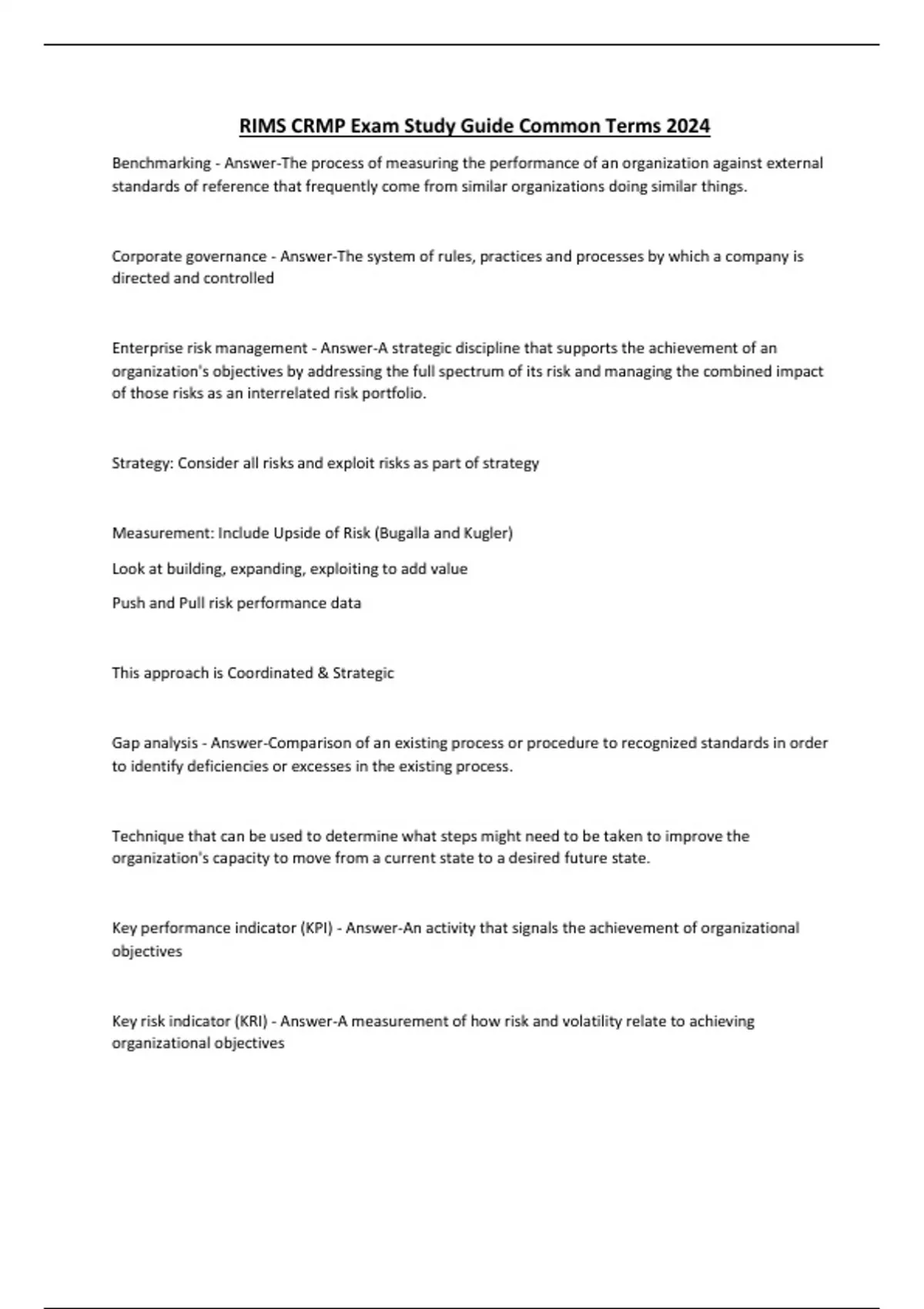 RIMS - CRMP Complete Study Guide; 1 Analyze the Business Model, 2 ...